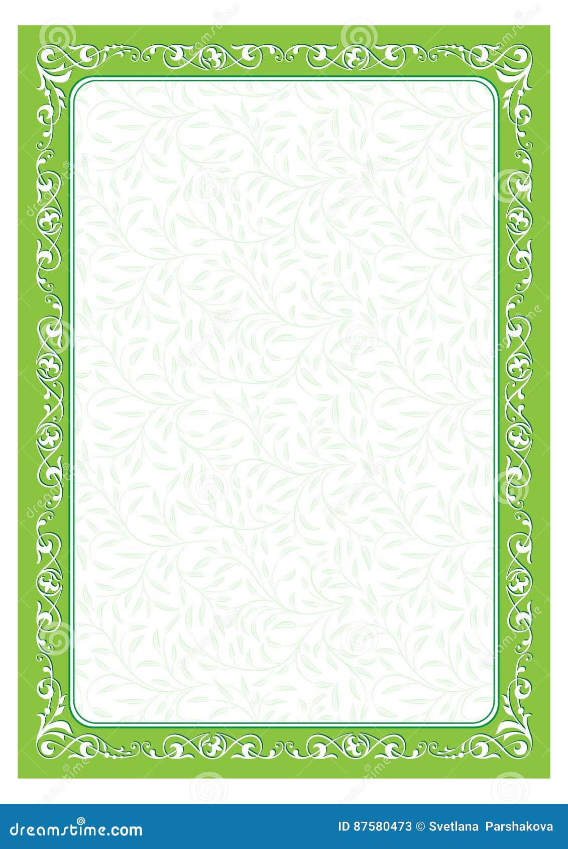 Ornate Rectangular Color Frame and Decorative Pattern, A4 Stock Vector ...