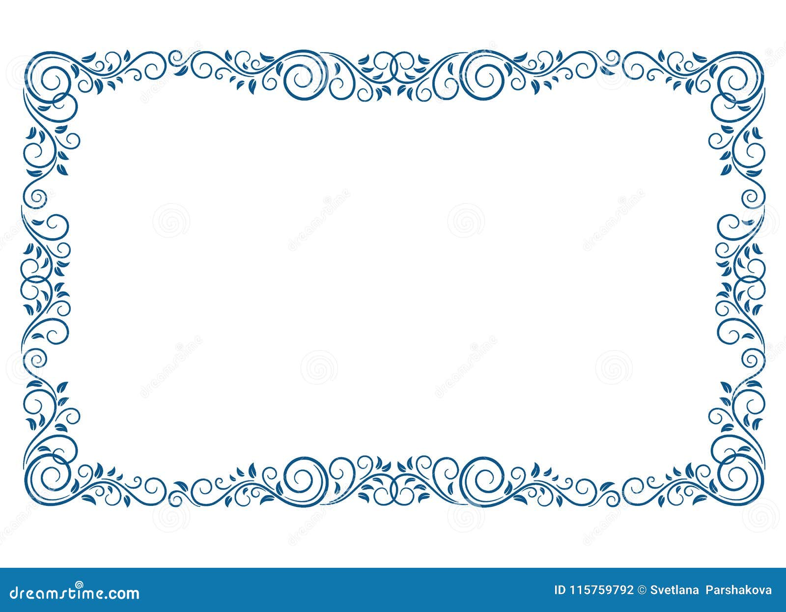 Ornate Rectangular Dark Blue Frame with Vignettes Stock Vector ...