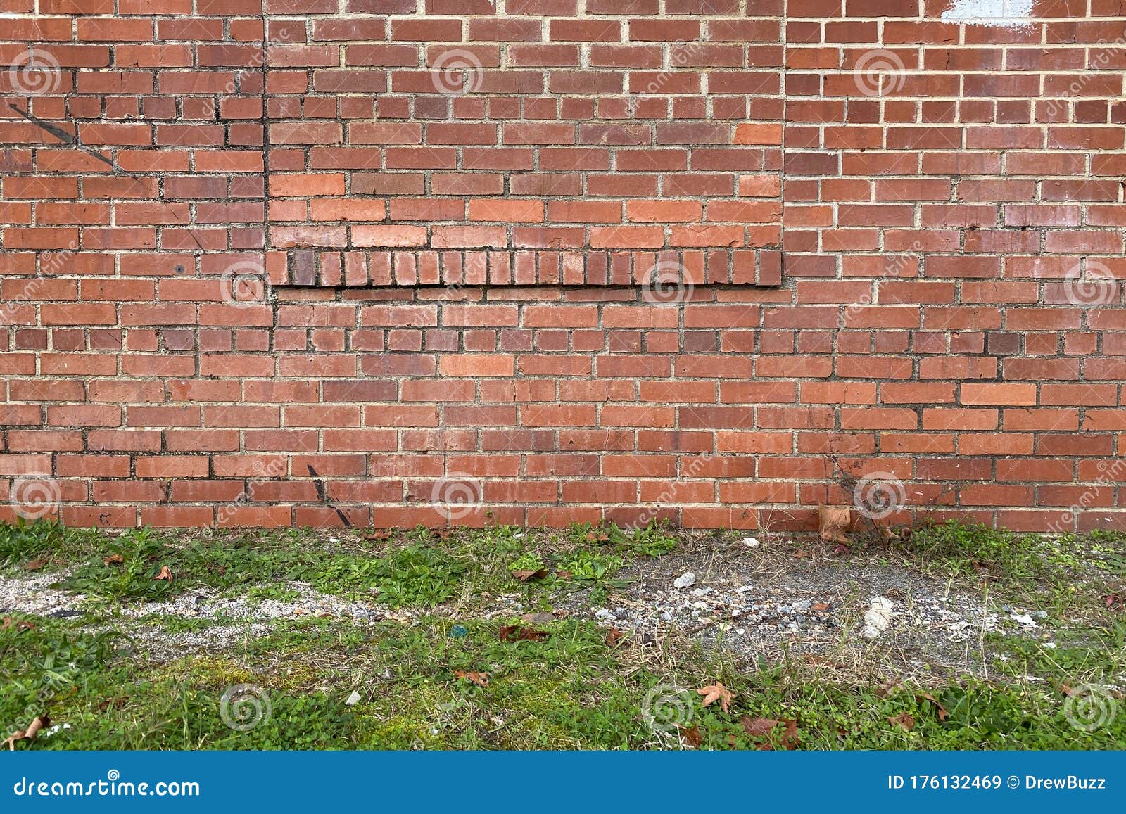 Ornate Red Brick Back Garden Wall Grass Patch Path Stock Image - Image ...