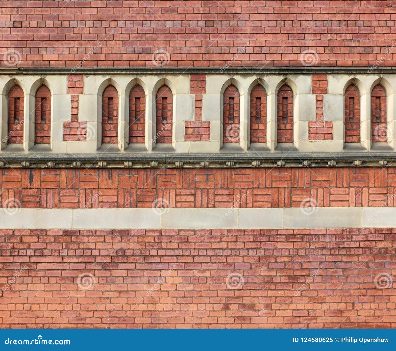 Ornate Red Brick Wall Built with Complex Patterns and Gothic Style ...