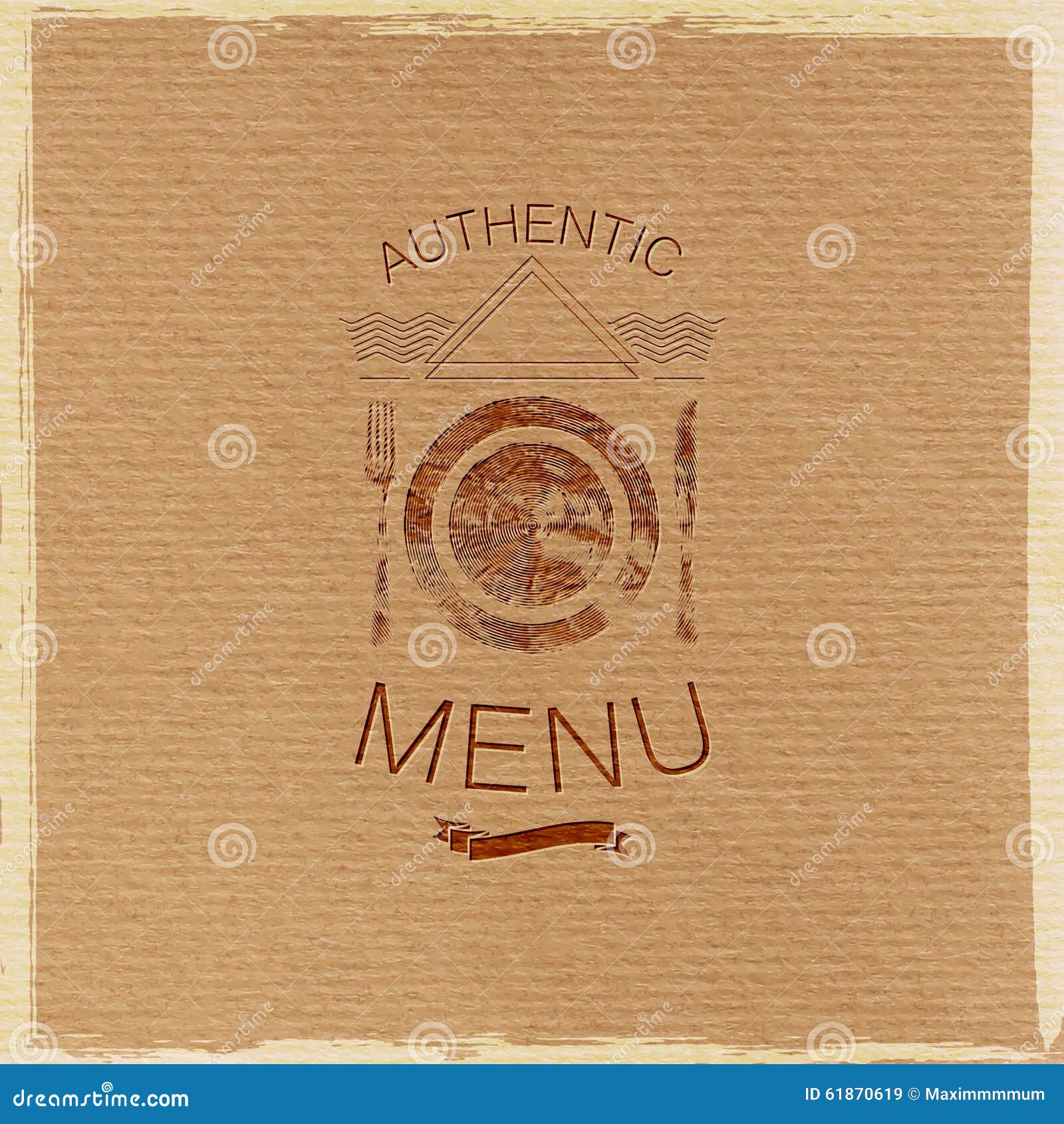Ornate Restaurant Menu Label on Cardboard Texture Stock Vector ...
