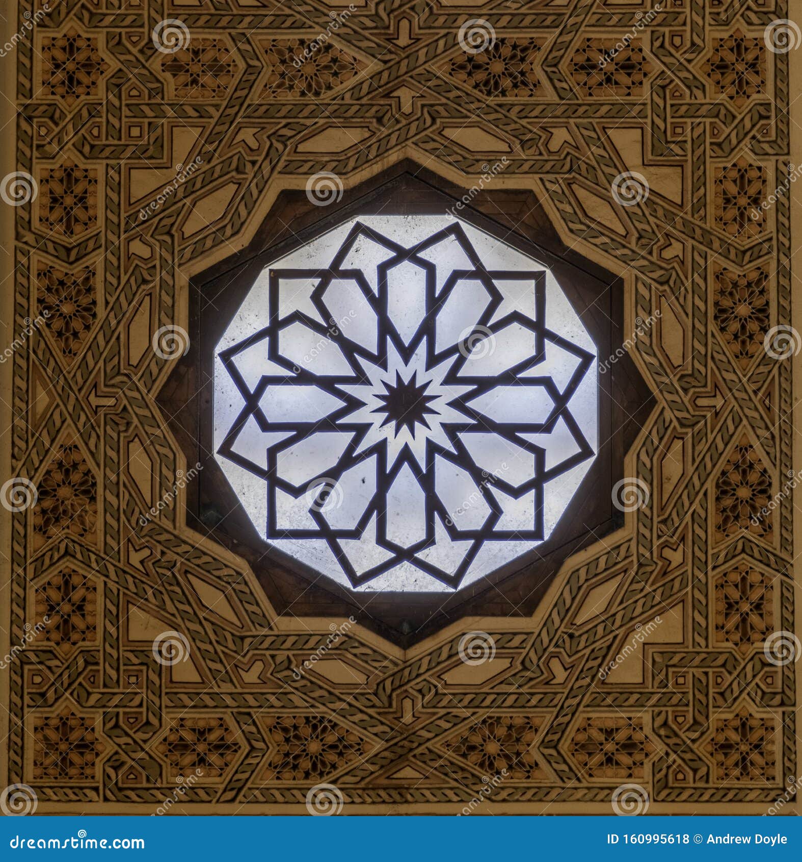 Ornate Round Window with Patterned Square Frame Taken in Mosque Stock ...