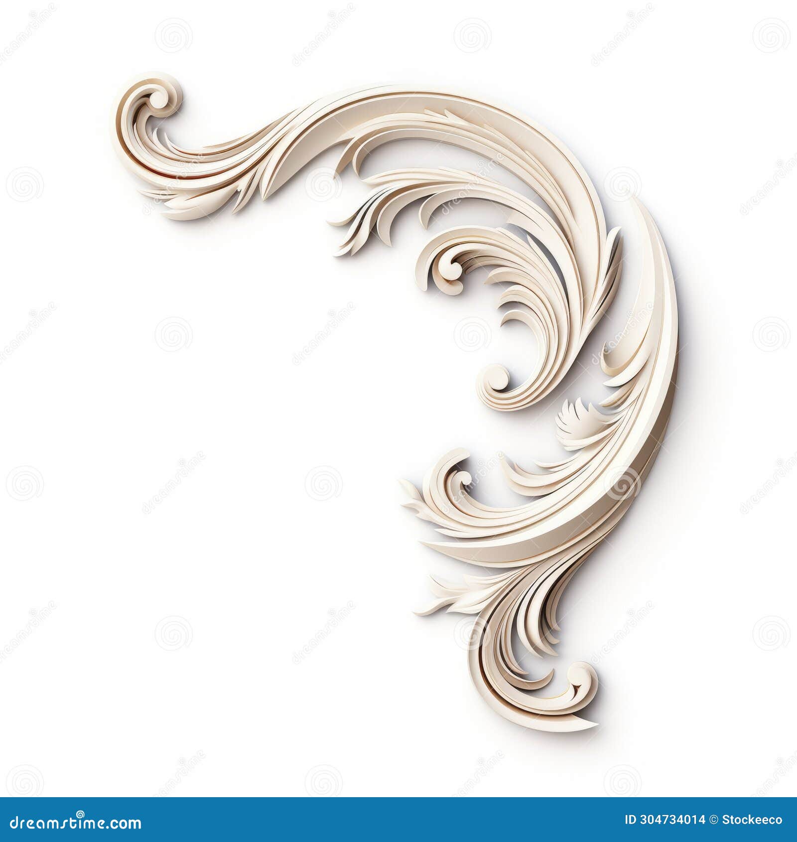 Ornate Scrolling Scroll on White Background: Decorative Relief Design ...
