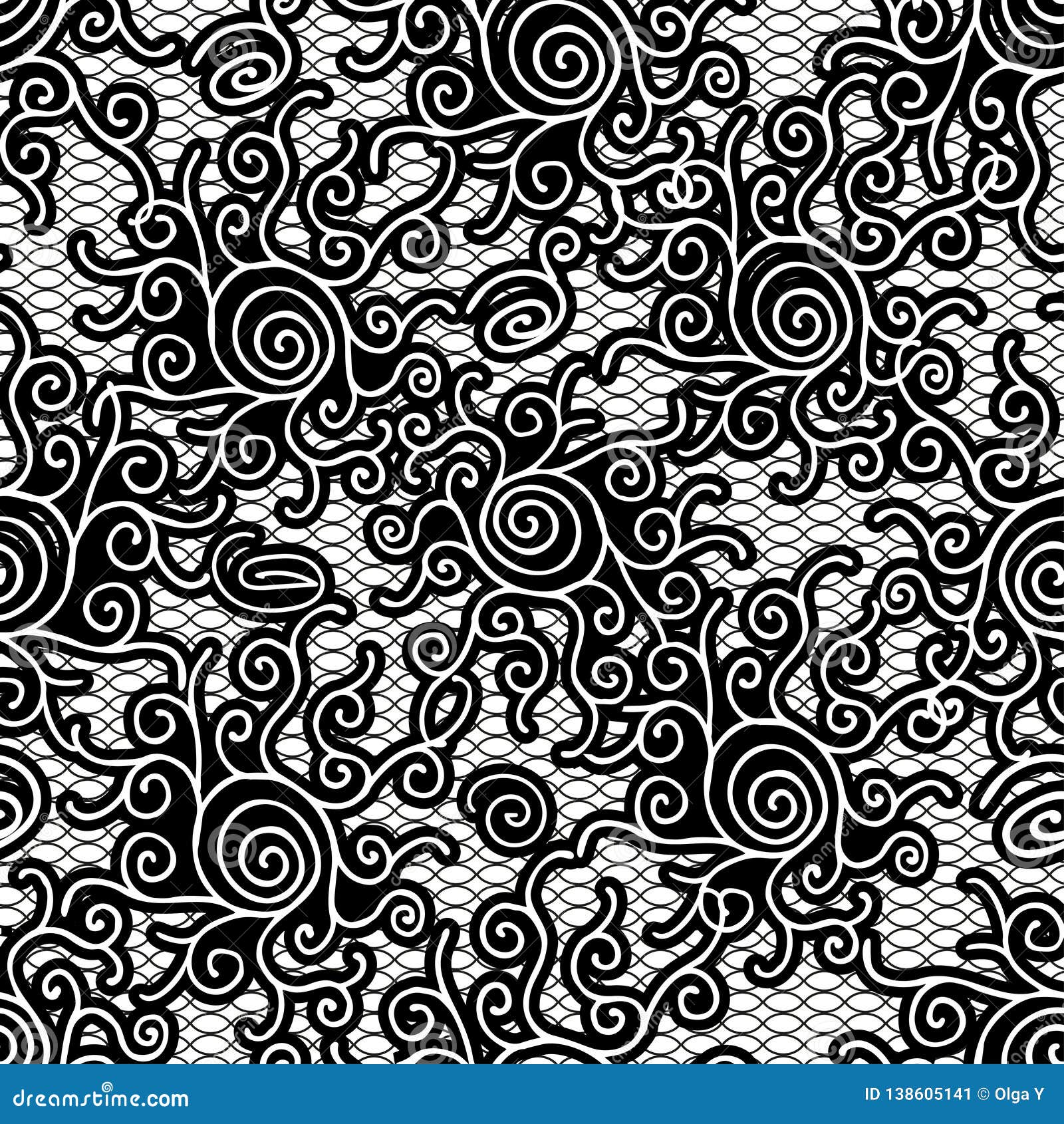 Ornate Seamless Black and White Lace Pattern Stock Vector ...