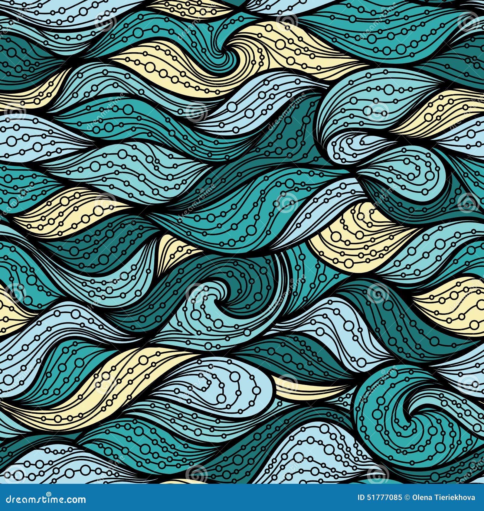 Ornate Seamless Sea Pattern. Stock Illustration - Illustration of ...