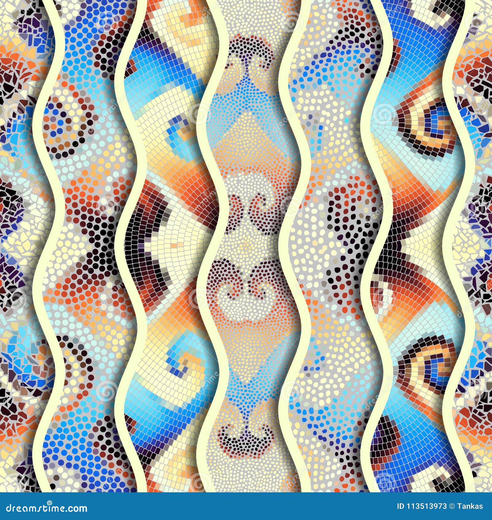 Relief Waves of Ornamental Mosaic Tile Patterns Stock Vector ...