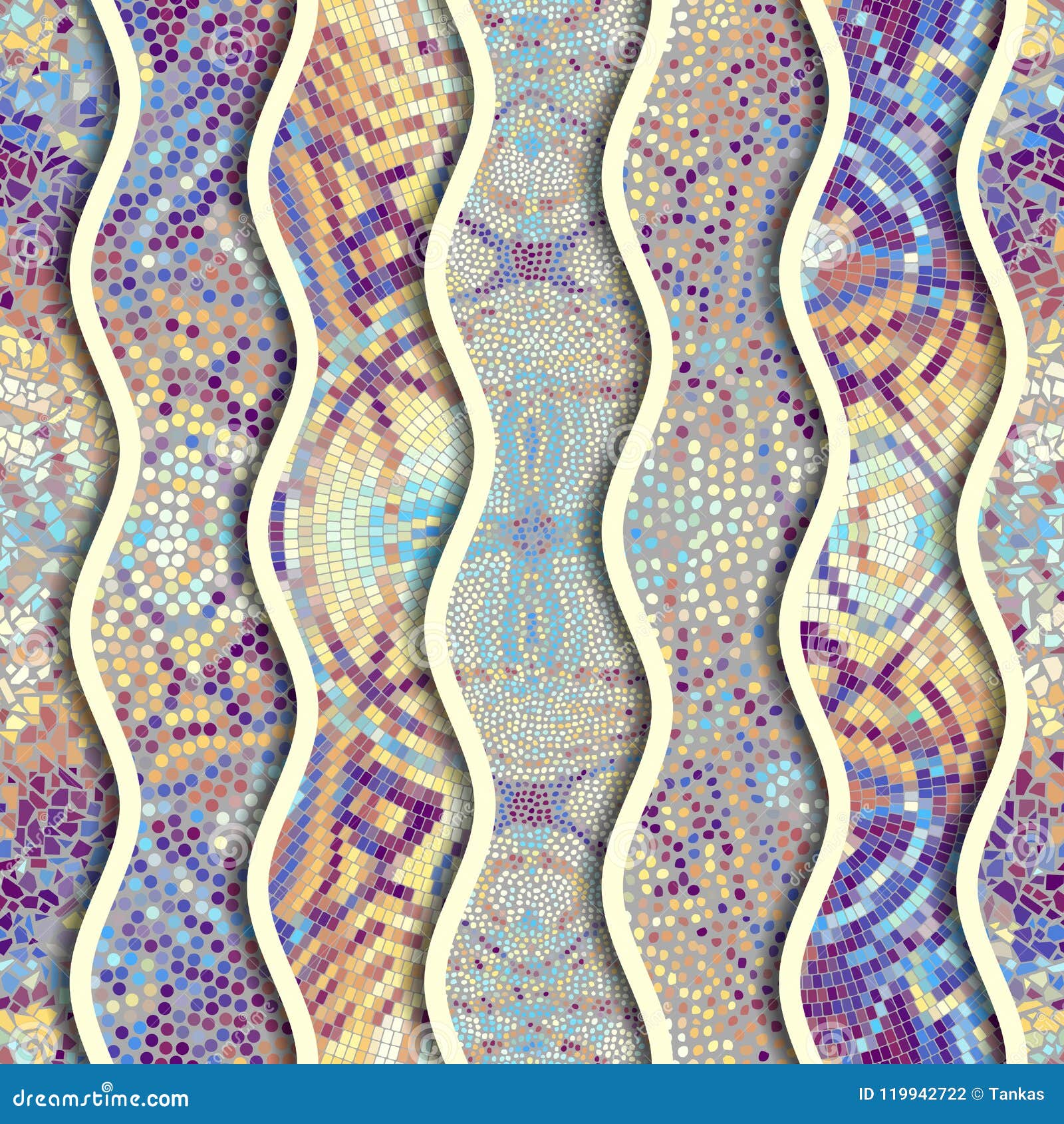 Relief Waves of Ornamental Mosaic Tile Patterns Stock Vector ...