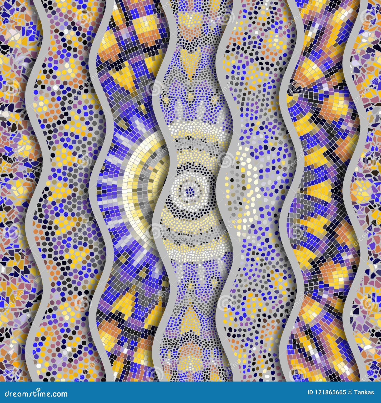 Relief Waves of Ornamental Mosaic Tile Patterns Stock Vector ...