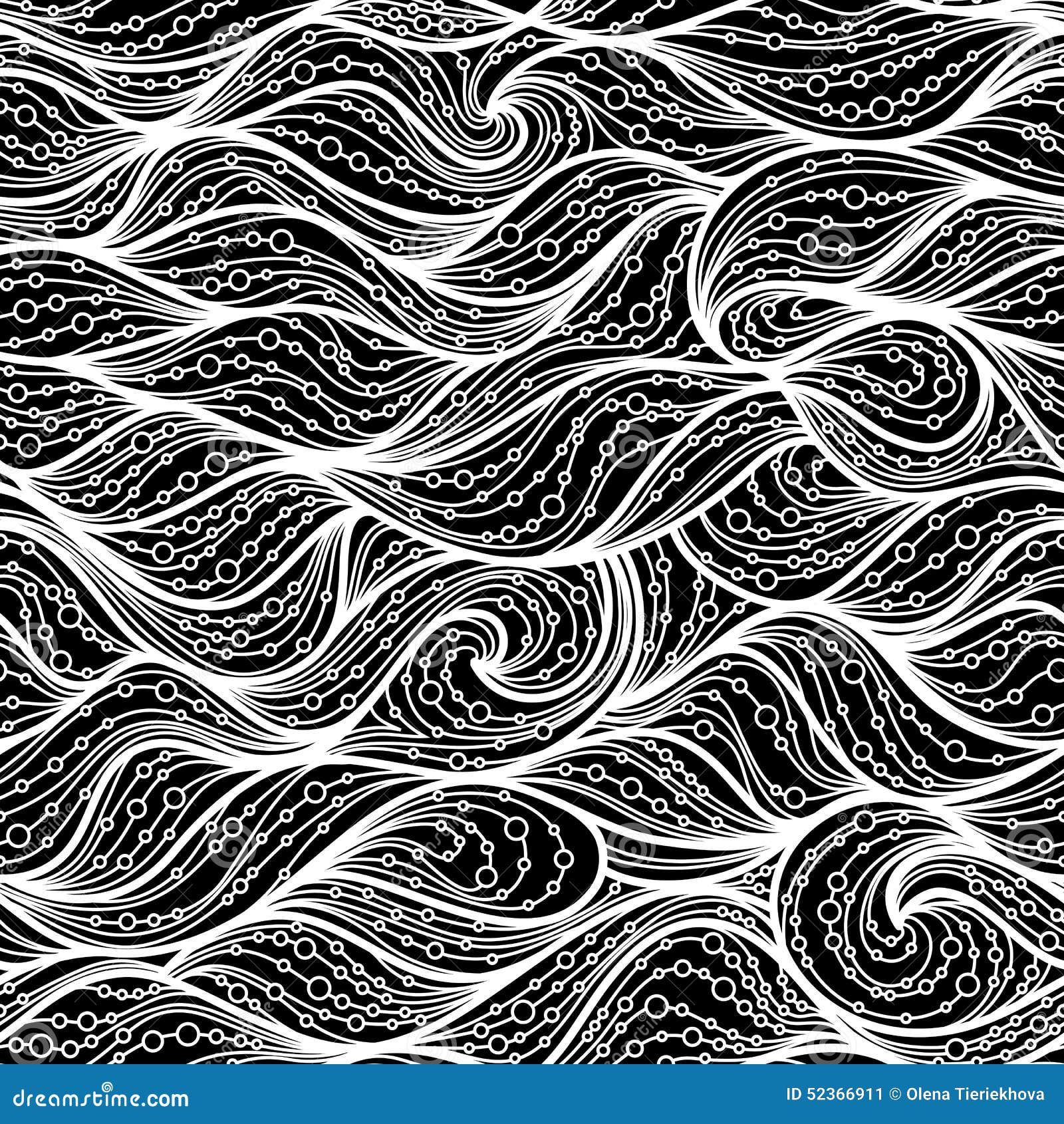 Ornate Seamless Waves Pattern. Stock Illustration - Illustration of ...