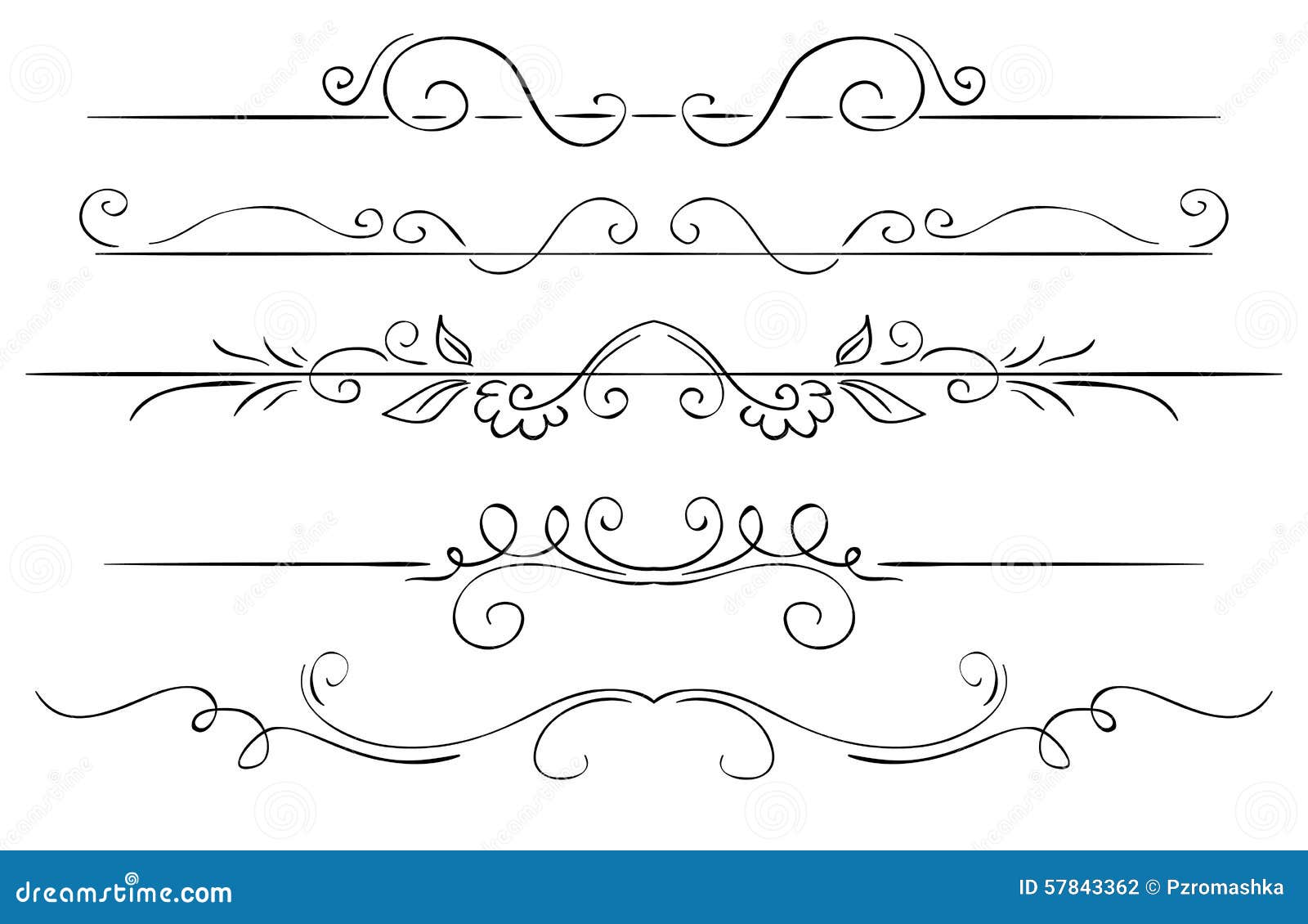 Ornate Set of Borders on a White Background. Hand Drawing Stock Vector ...