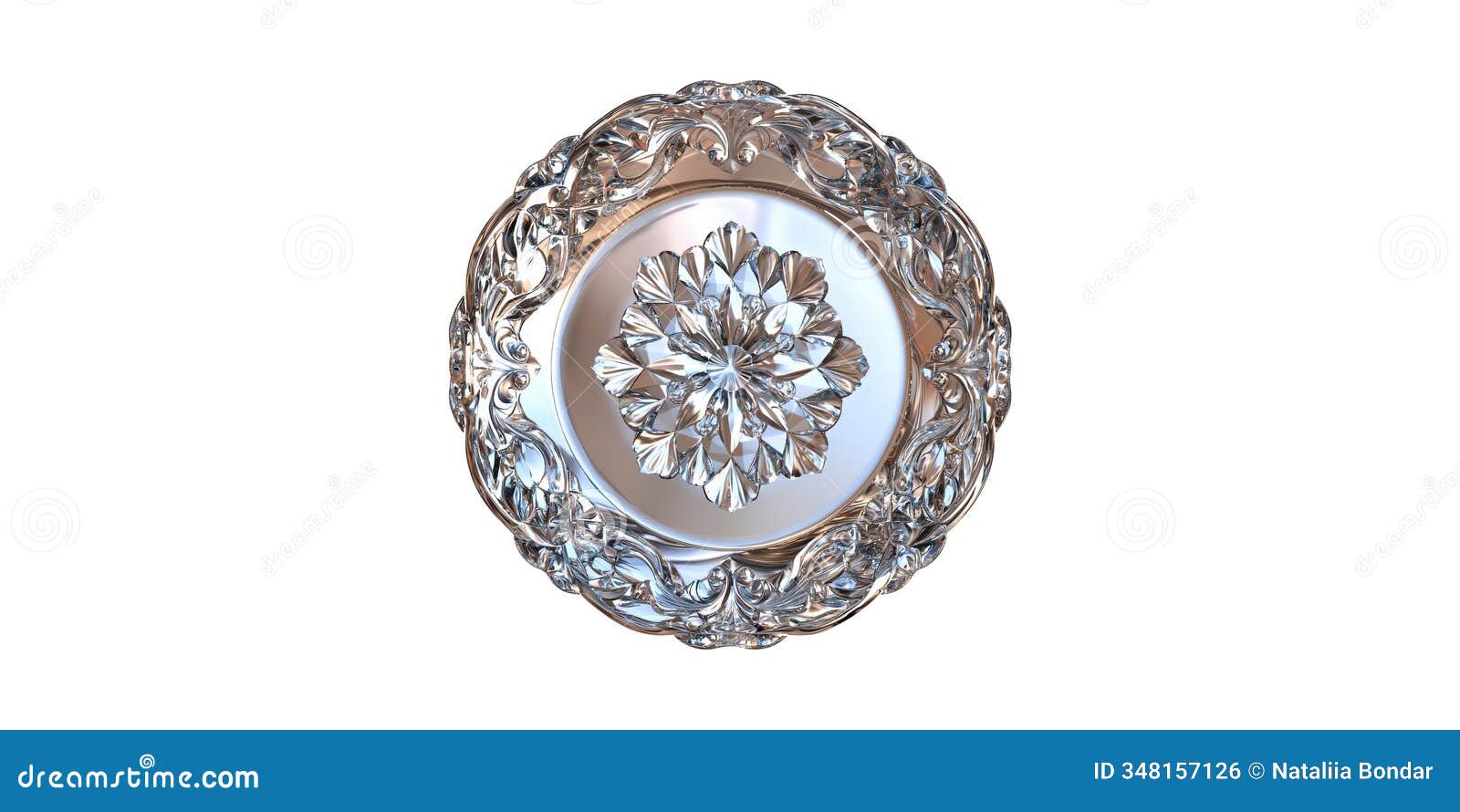 Ornate Silver Decorative Plate Isolated on Transparent Background Stock ...