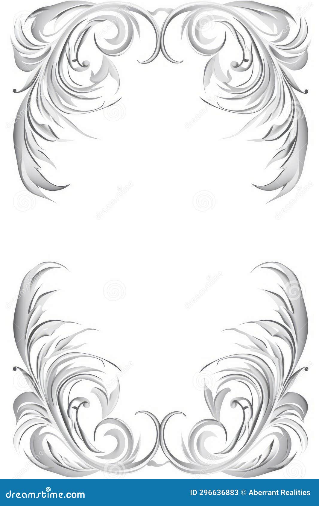 An Ornate Silver Frame on a White Background Stock Illustration ...