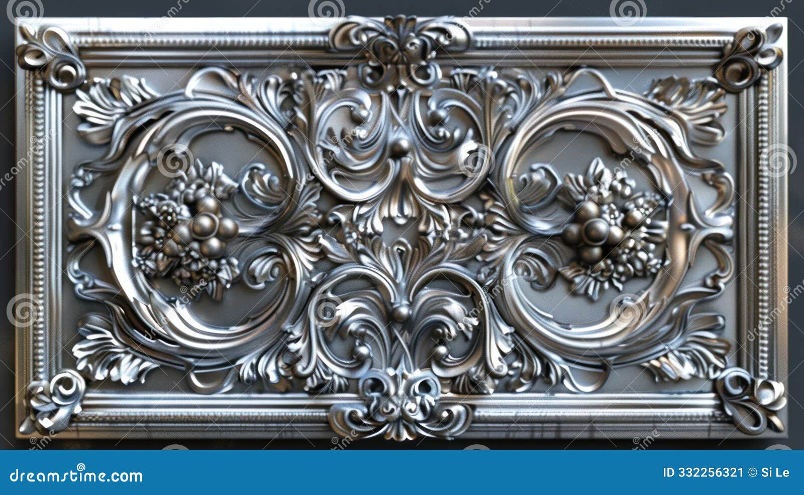 Ornate Silver Rectangular Frame with Decorative Pattern Stock ...