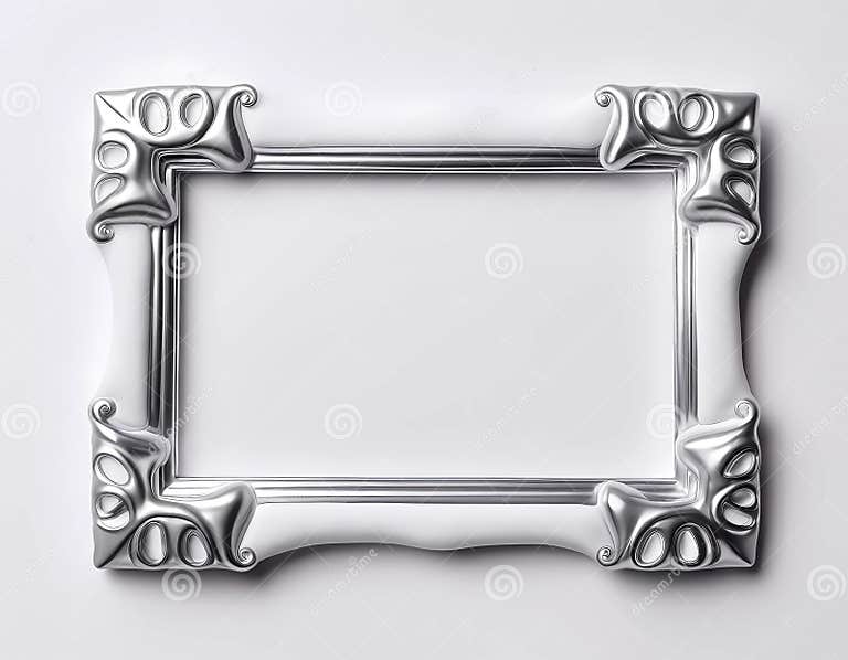 This Ornate Silver Rectangular Frame Features Intricate Detailing and a ...