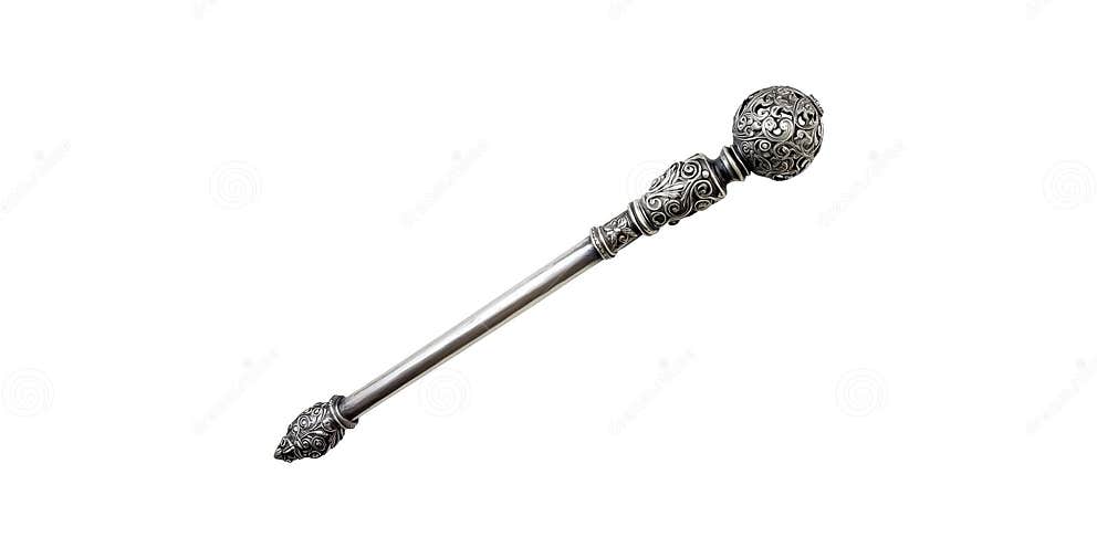 Ornate Silver Scepter with Decorative Patterns Isolated on Transparent Background Stock ...