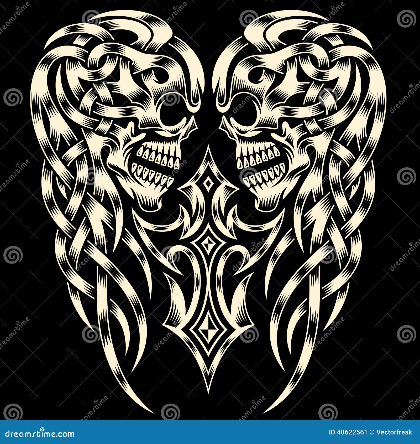 Ornate Skull with Cross stock vector. Illustration of horror - 40622561