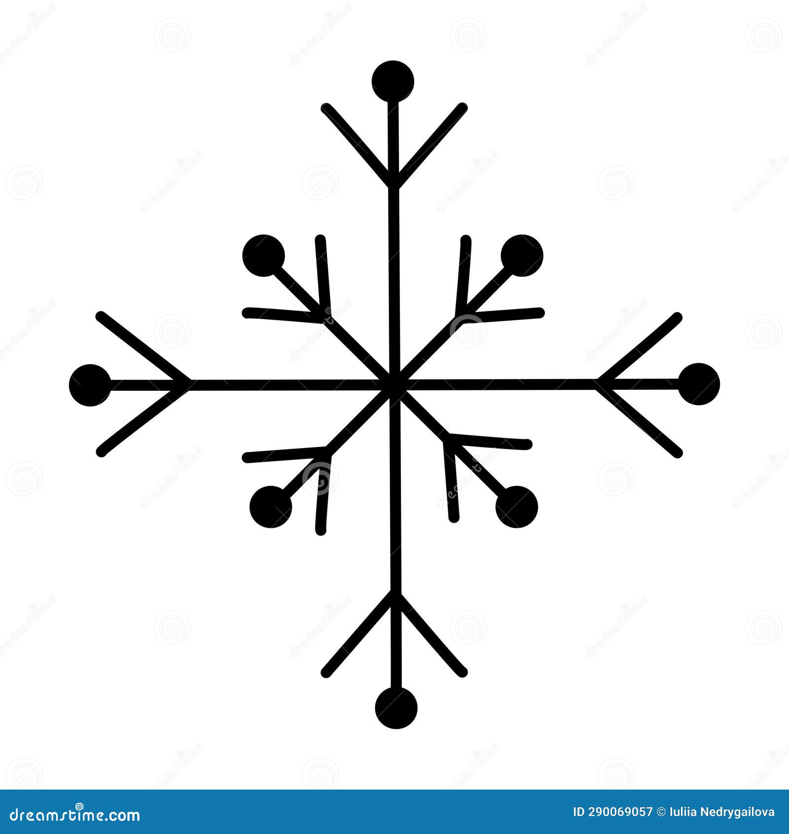 Ornate Snowflake, Doodle Style Flat Vector Outline Stock Illustration ...