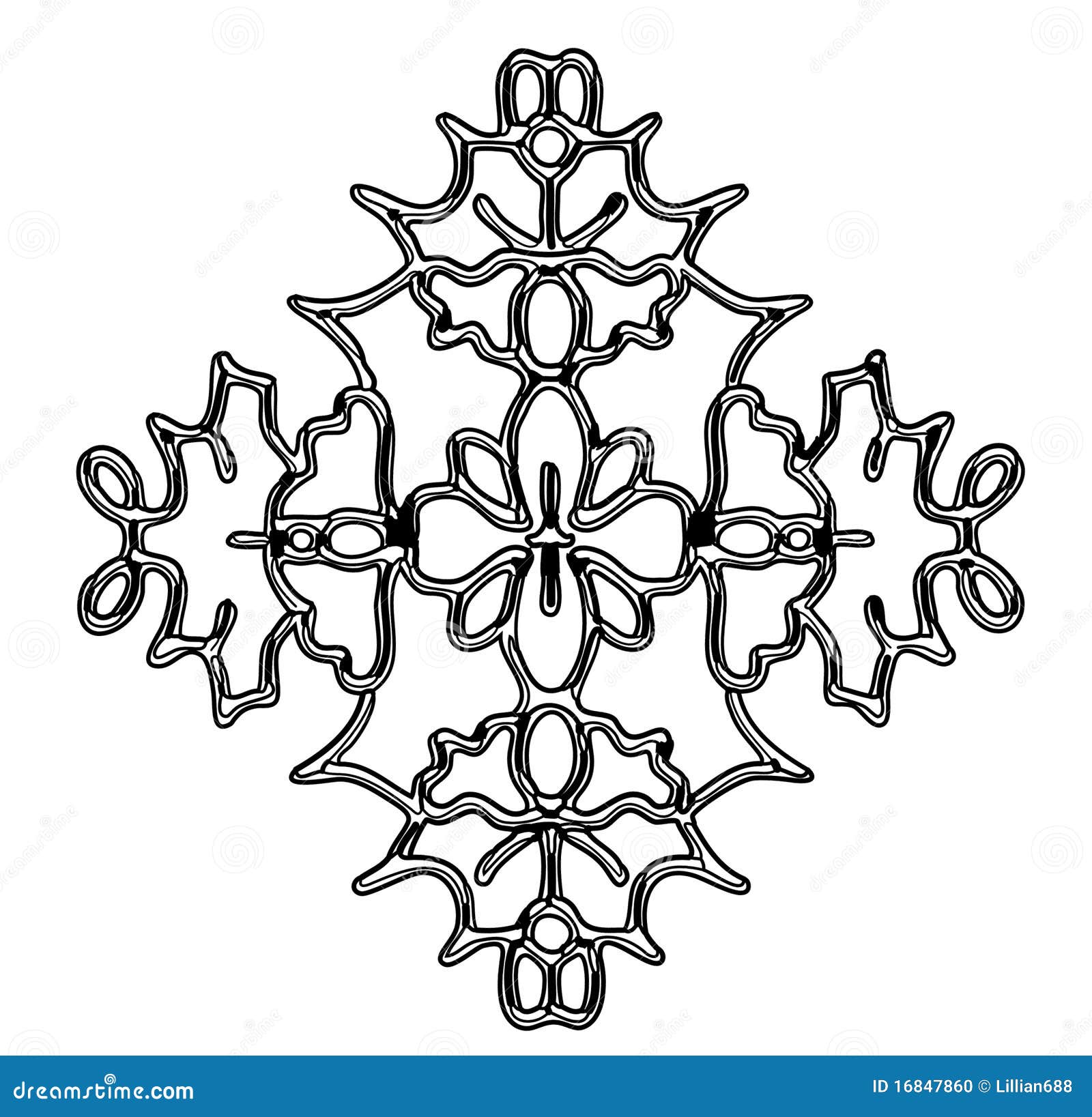 Ornate Snowflake Illustration Stock Illustration - Illustration of ...