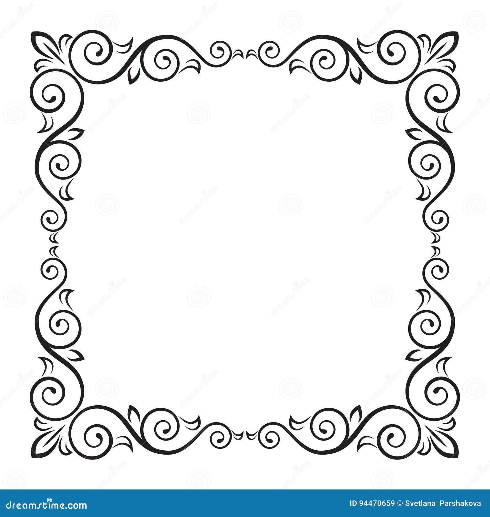 Ornate square black frame stock vector. Illustration of square - 94470659