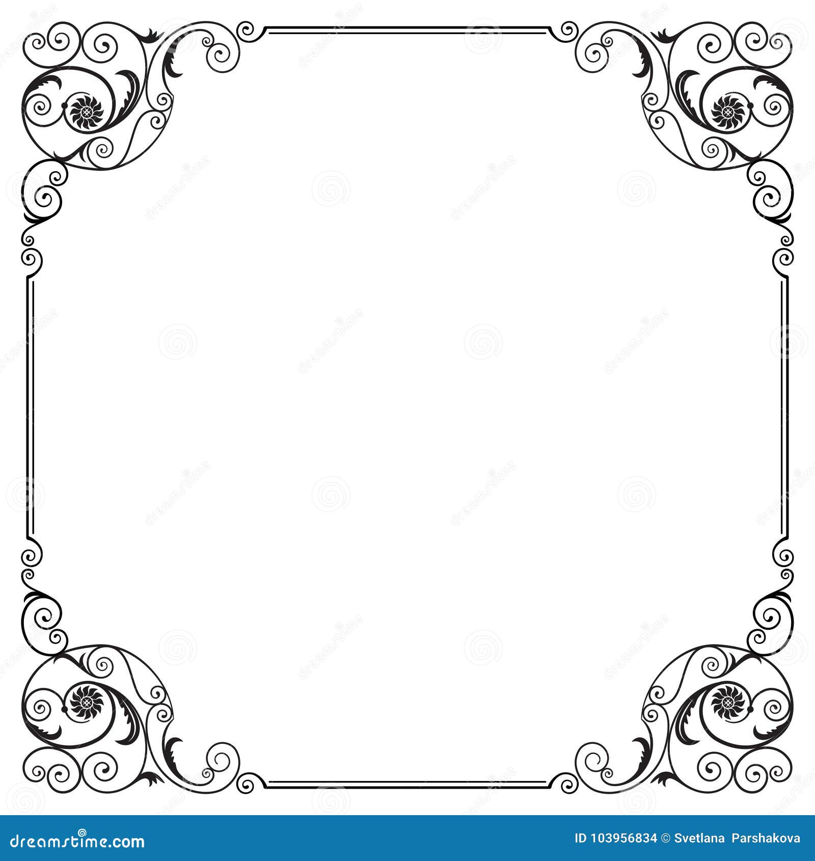 Ornate Square Black Text Border Stock Vector - Illustration of page ...