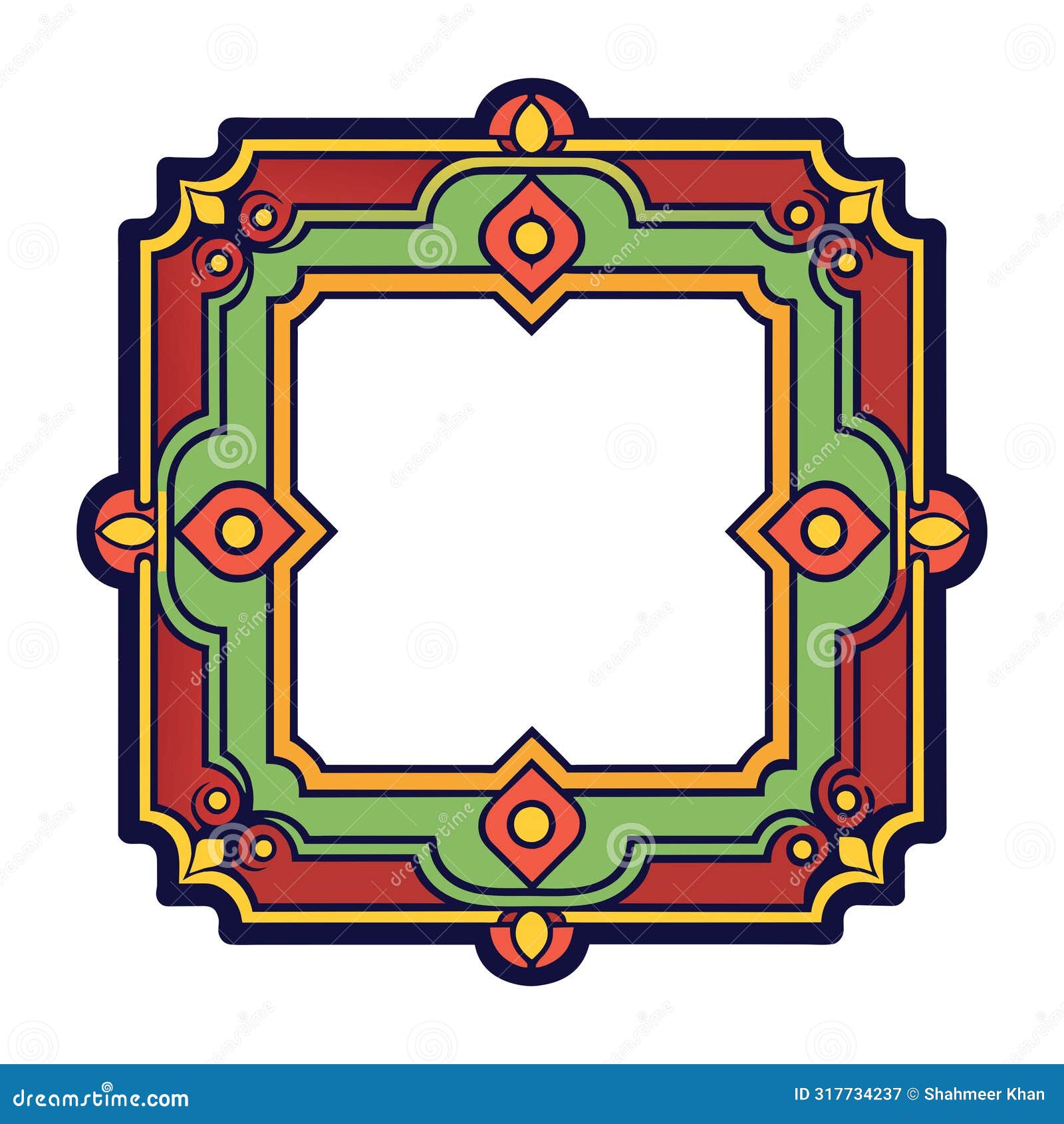 An Ornate Square Frame with a Colorful Design, Transparent Background ...