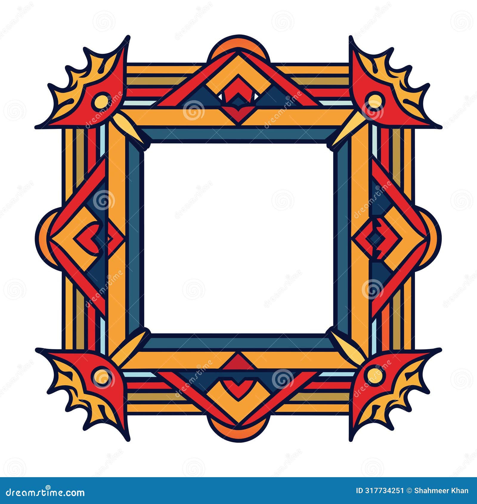 An Ornate Square Frame with a Colorful Design, Transparent Background ...