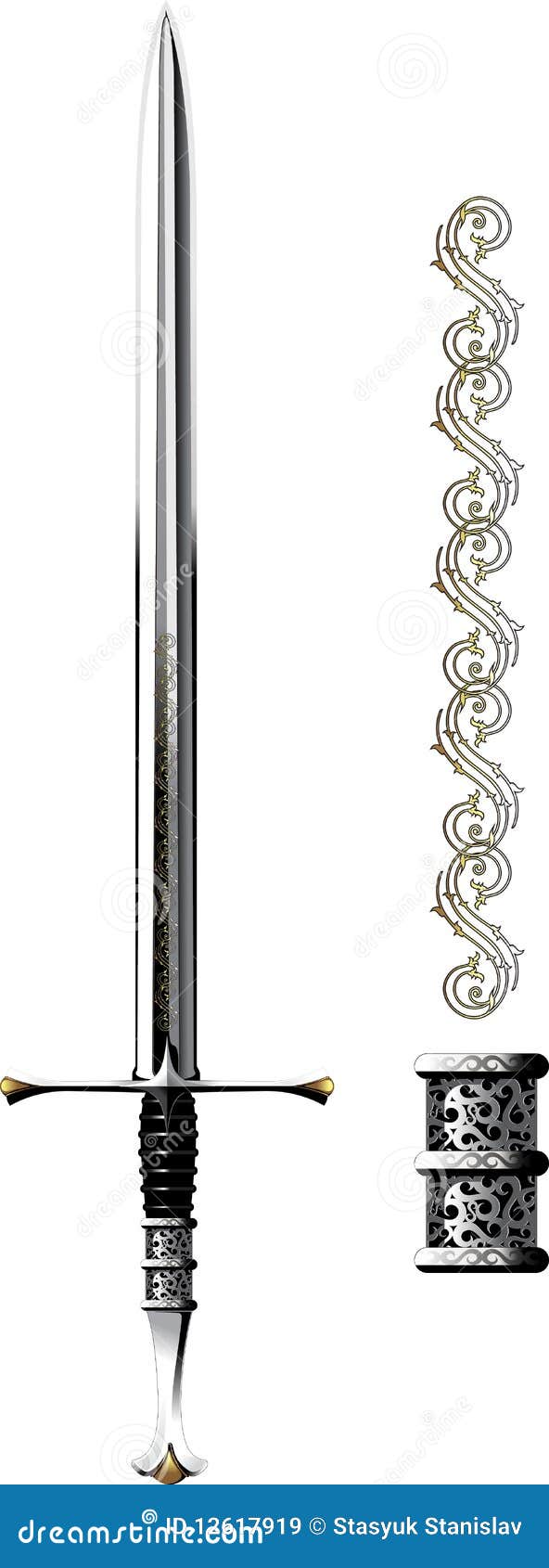 Ornate Sword With Wings Vector Illustration | CartoonDealer.com #84531230