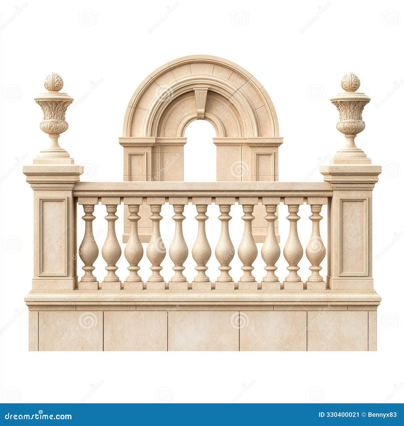 Ornate Stone Balustrade with Pointed Arches in an Elegant Architectural ...