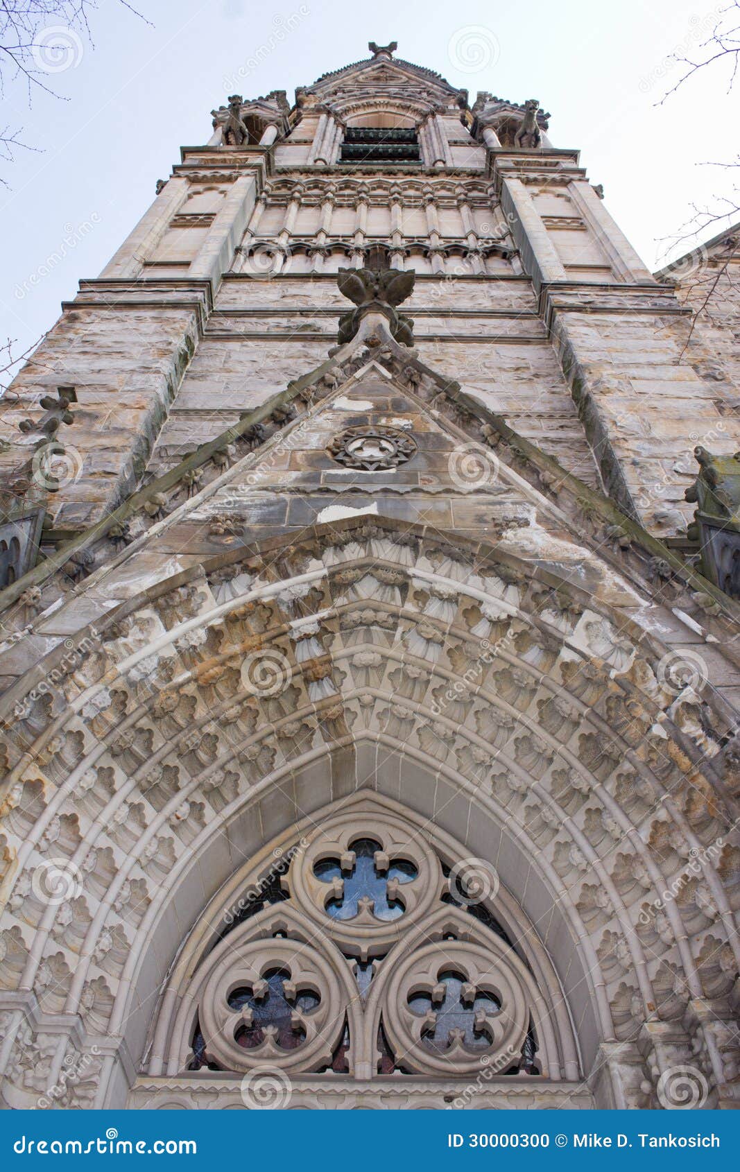 Ornate Stone Christian Church Tower Stock Photo - Image of windows ...
