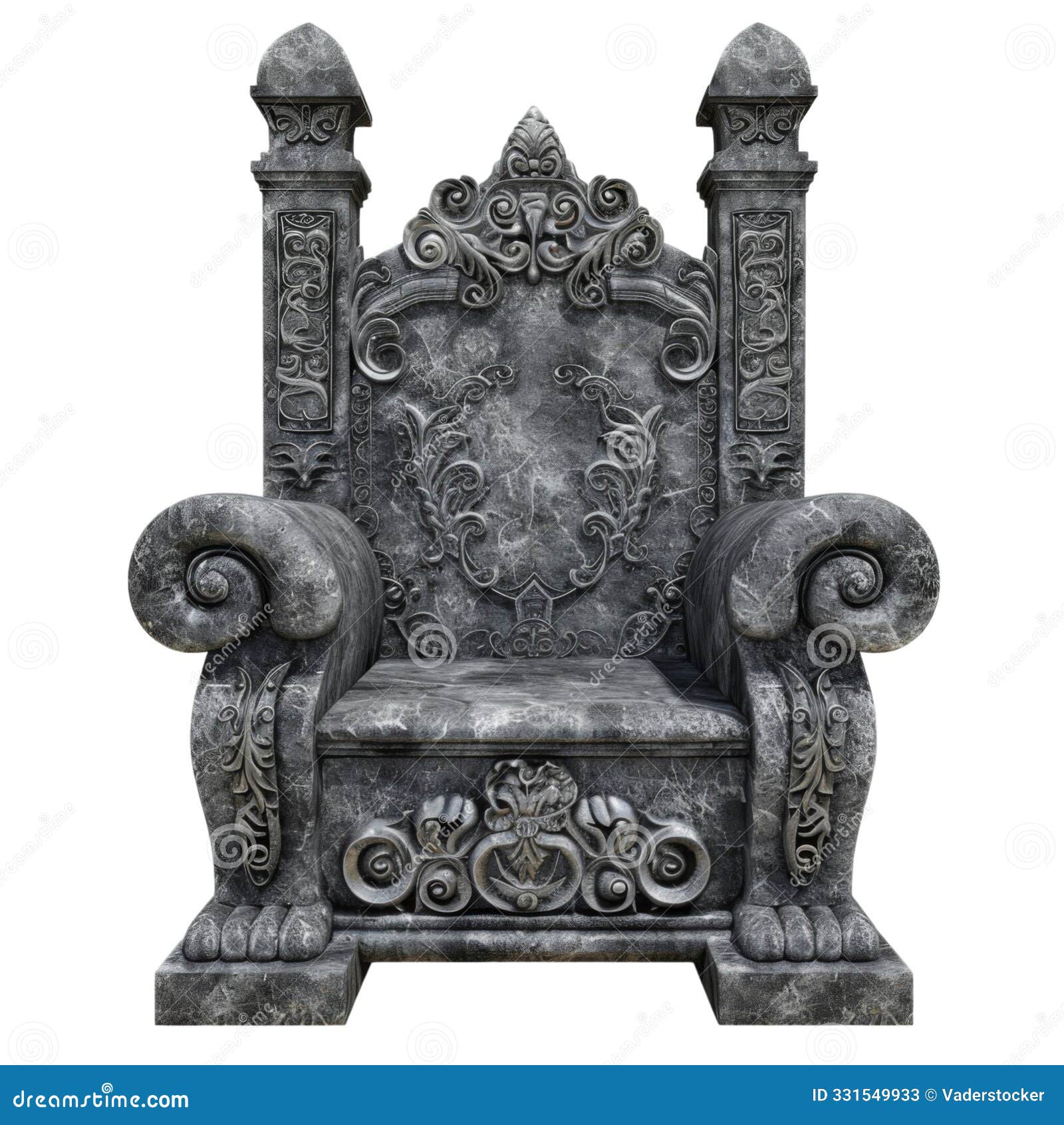 Ornate Stone Throne with Intricate Carvings Stock Illustration ...