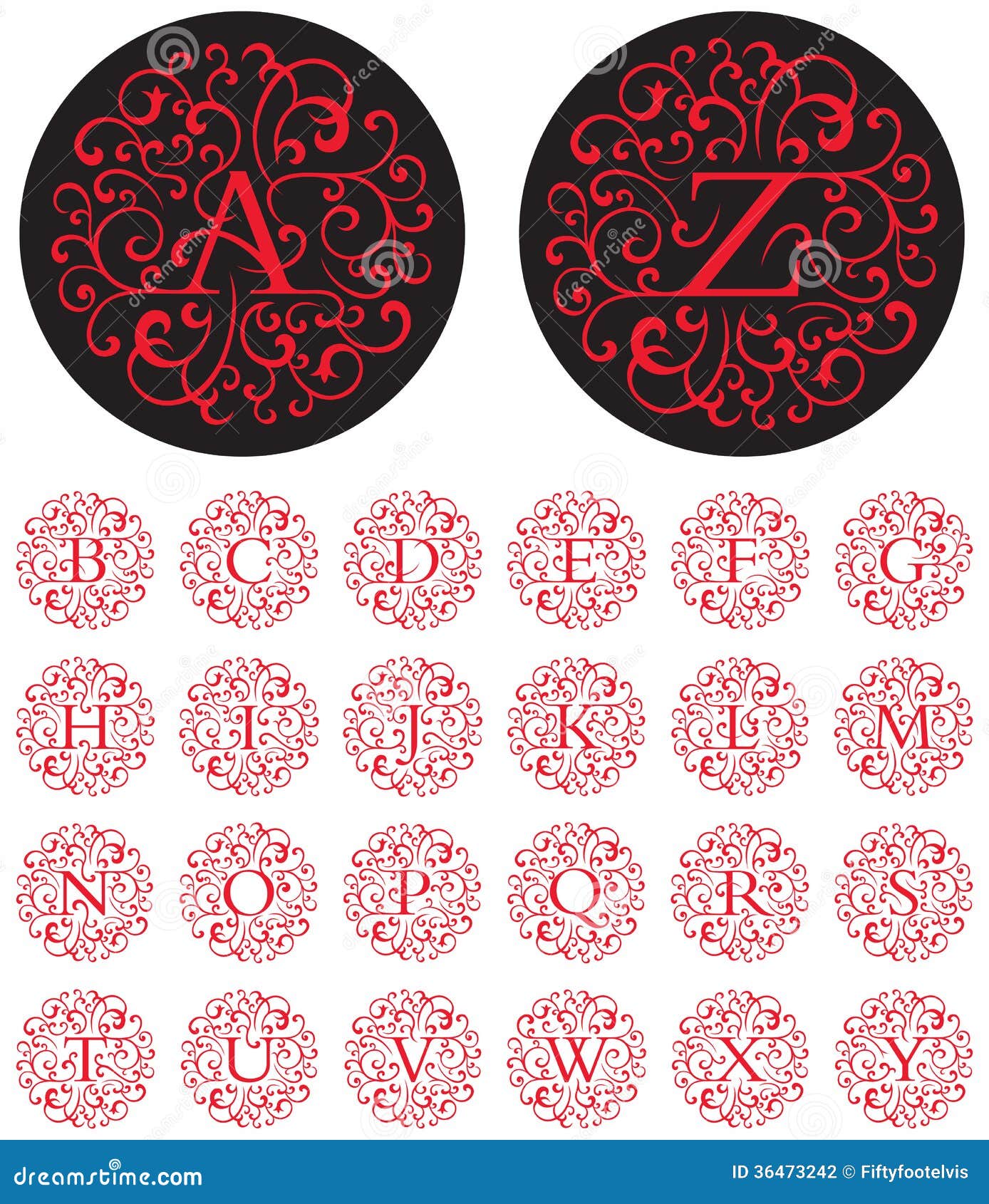 Ornate Swash Alphabet stock vector. Illustration of graphic - 36473242