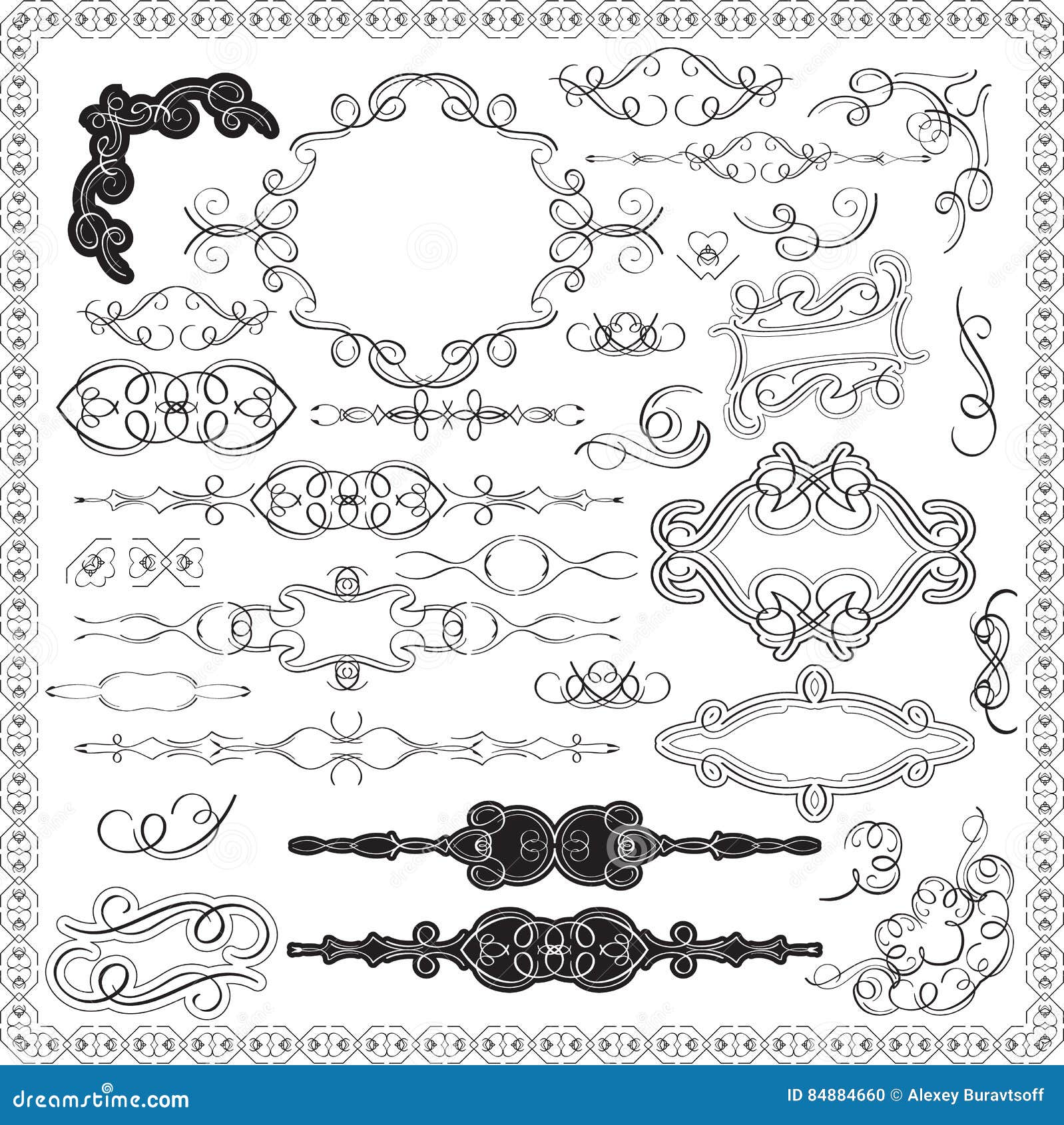Ornate swirl victorian set stock vector. Illustration of arabic - 84884660