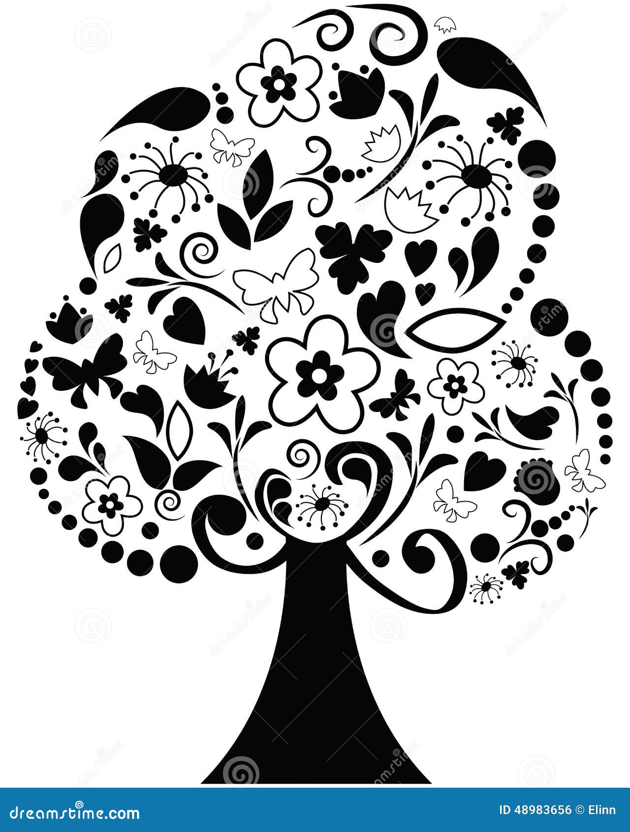 Ornate tree stock vector. Illustration of line, leaf - 48983656