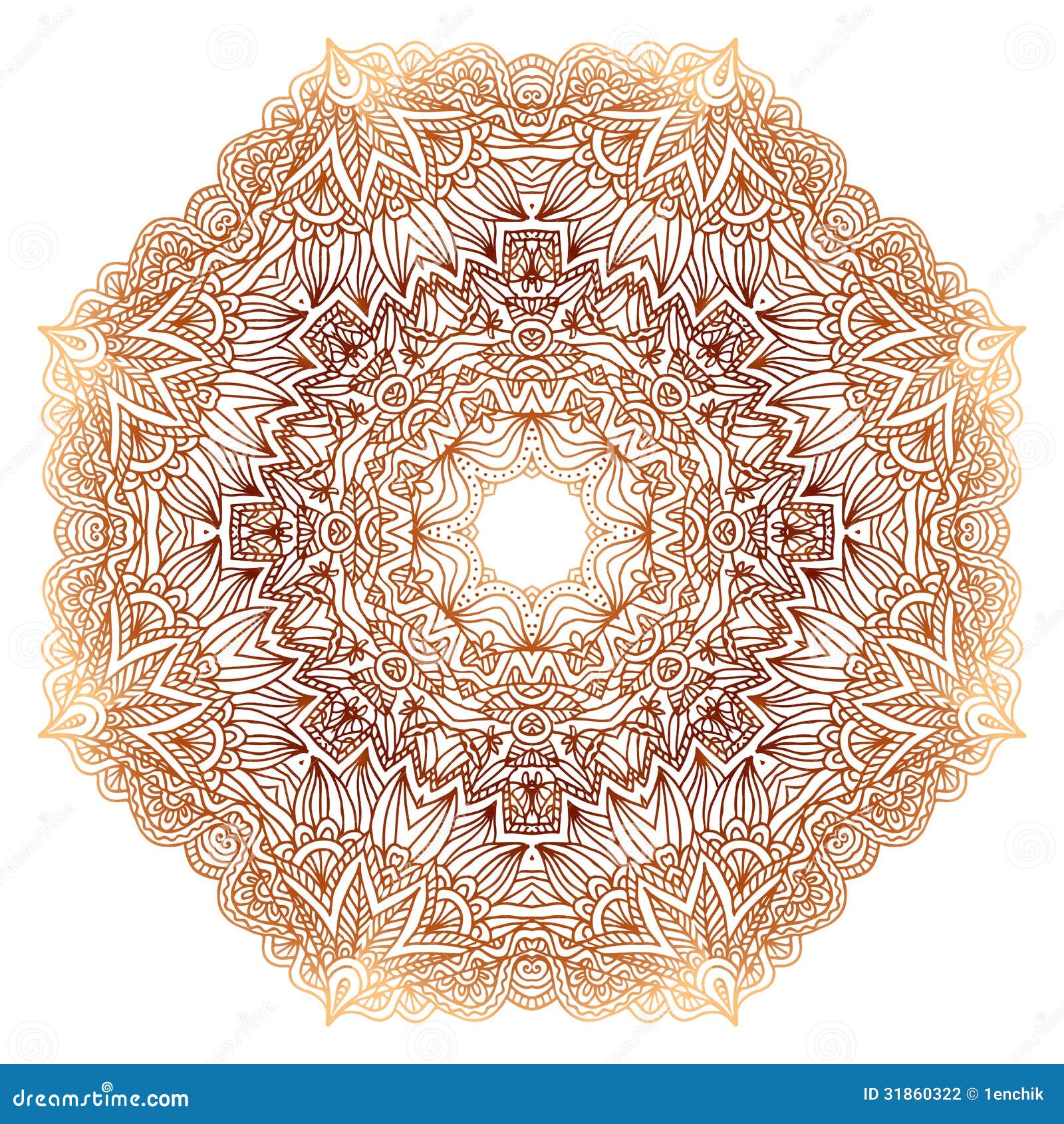 Ornate Vintage Beige Vector Doodle Circle Pattern Stock Vector ...