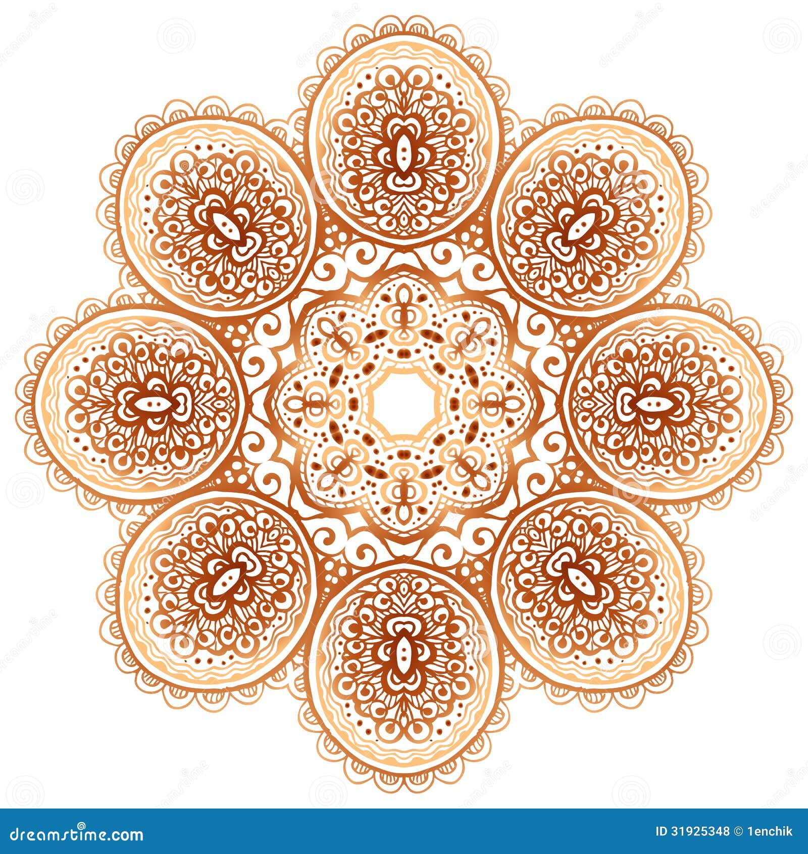 Ornate Vintage Beige Vector Doodle Circle Pattern Stock Vector ...