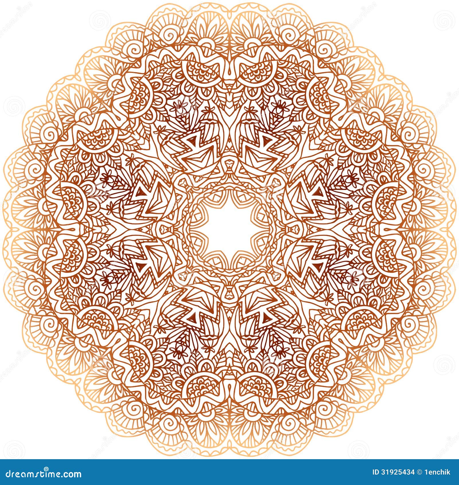 Ornate Vintage Beige Vector Doodle Circle Pattern Stock Vector ...