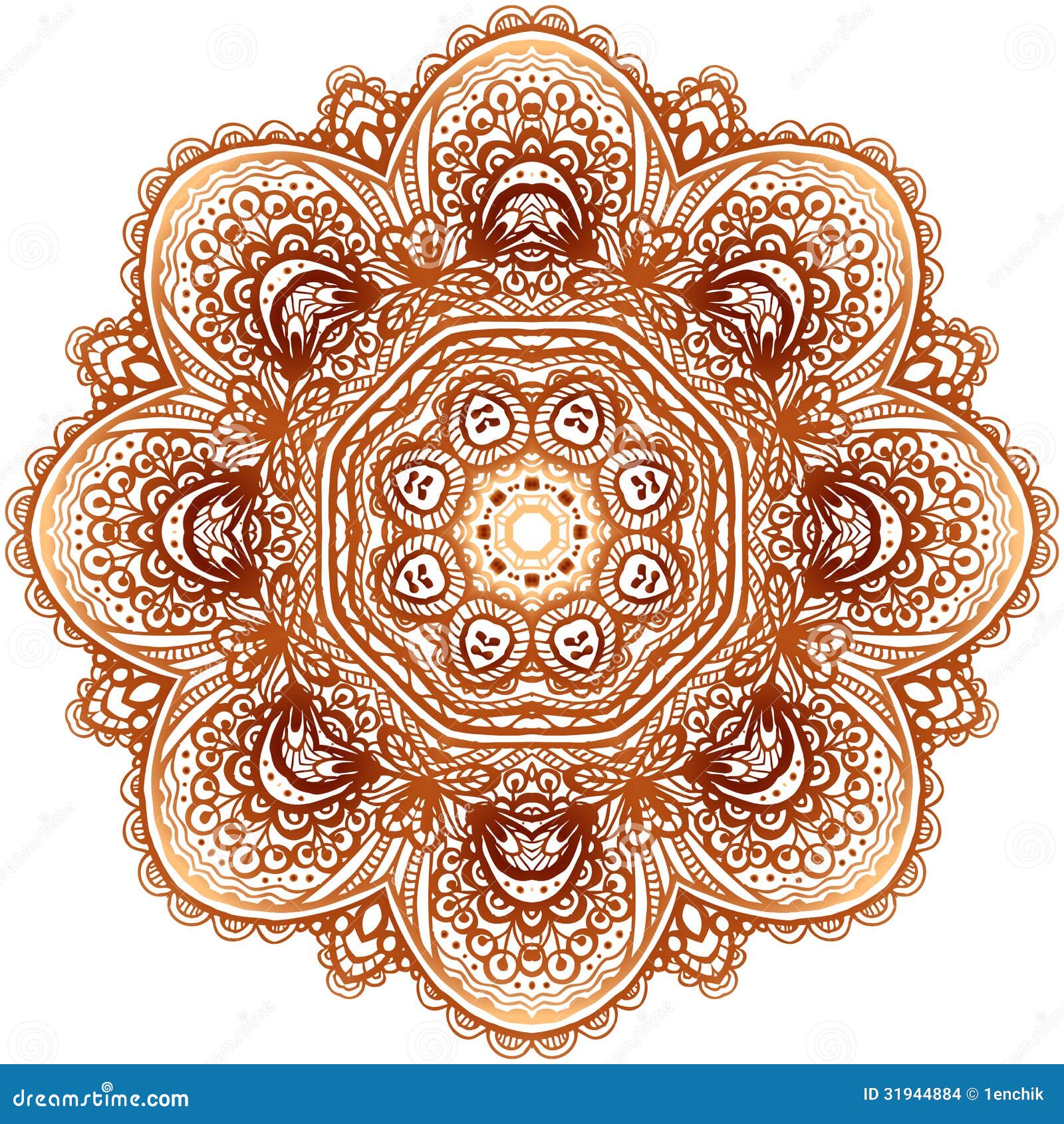 Ornate Vintage Beige Vector Doodle Circle Pattern Stock Vector ...