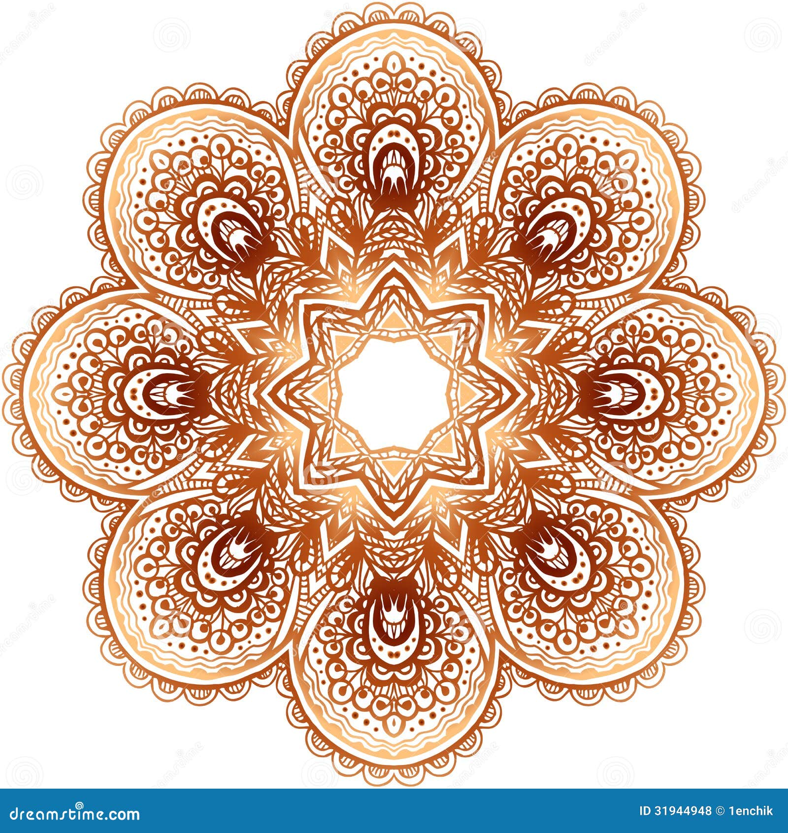 Ornate Vintage Beige Vector Doodle Circle Pattern Stock Vector ...
