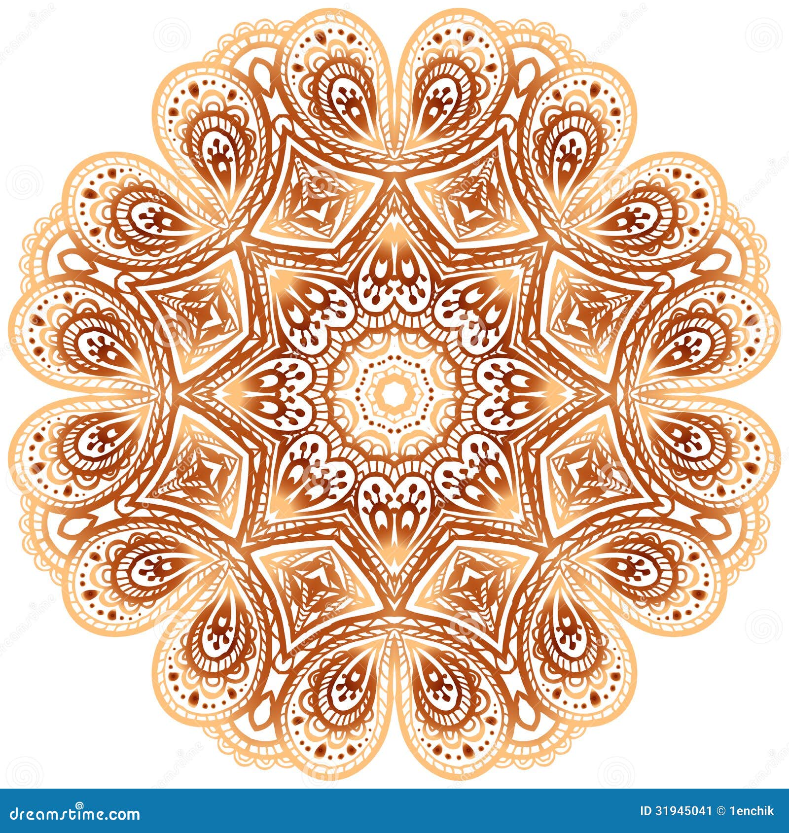 Ornate Vintage Beige Vector Doodle Circle Pattern Stock Vector ...