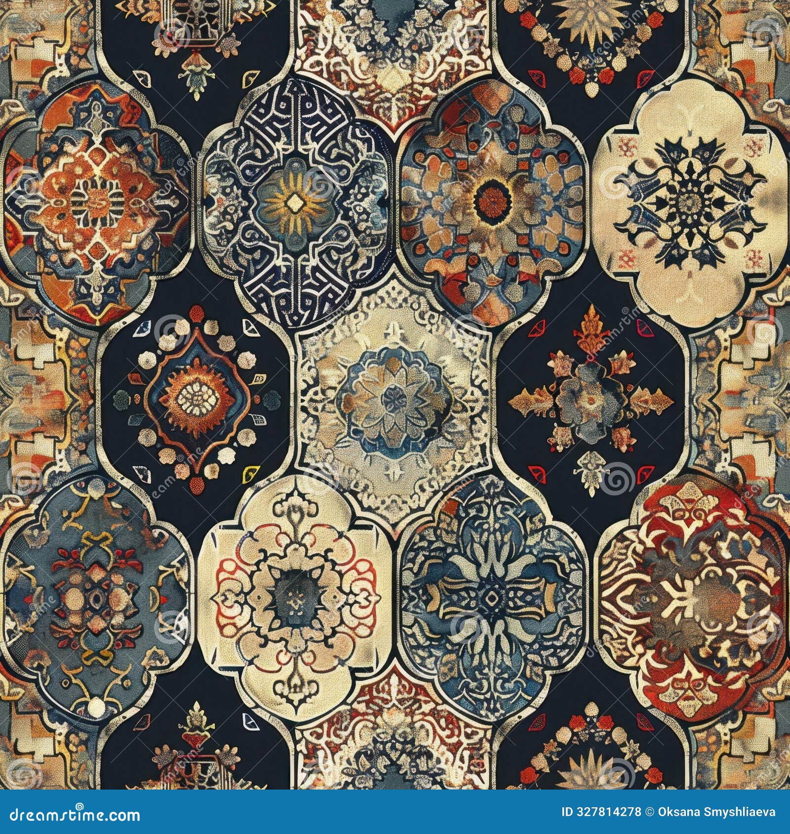 Ornate Vintage Carpet Patterns Collage Showcasing Textile Elegance ...
