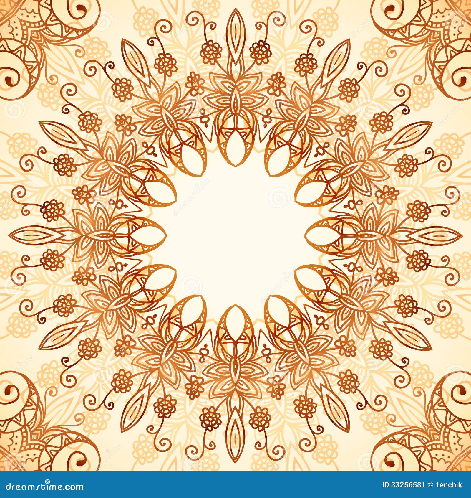 Ornate Vintage Circle Pattern in Mehndi Style Stock Vector ...