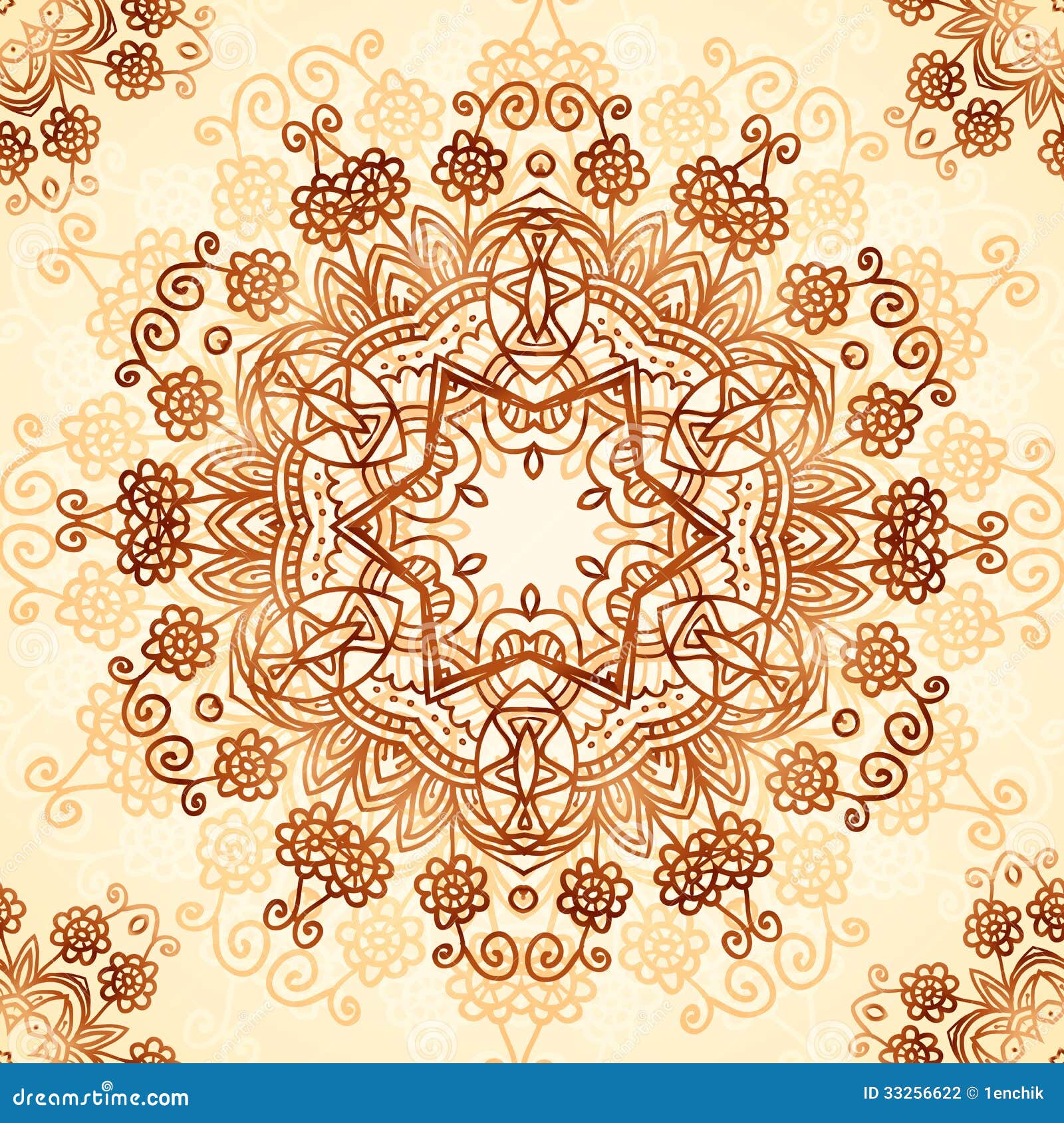 Ornate Vintage Circle Pattern in Mehndi Style Stock Vector ...