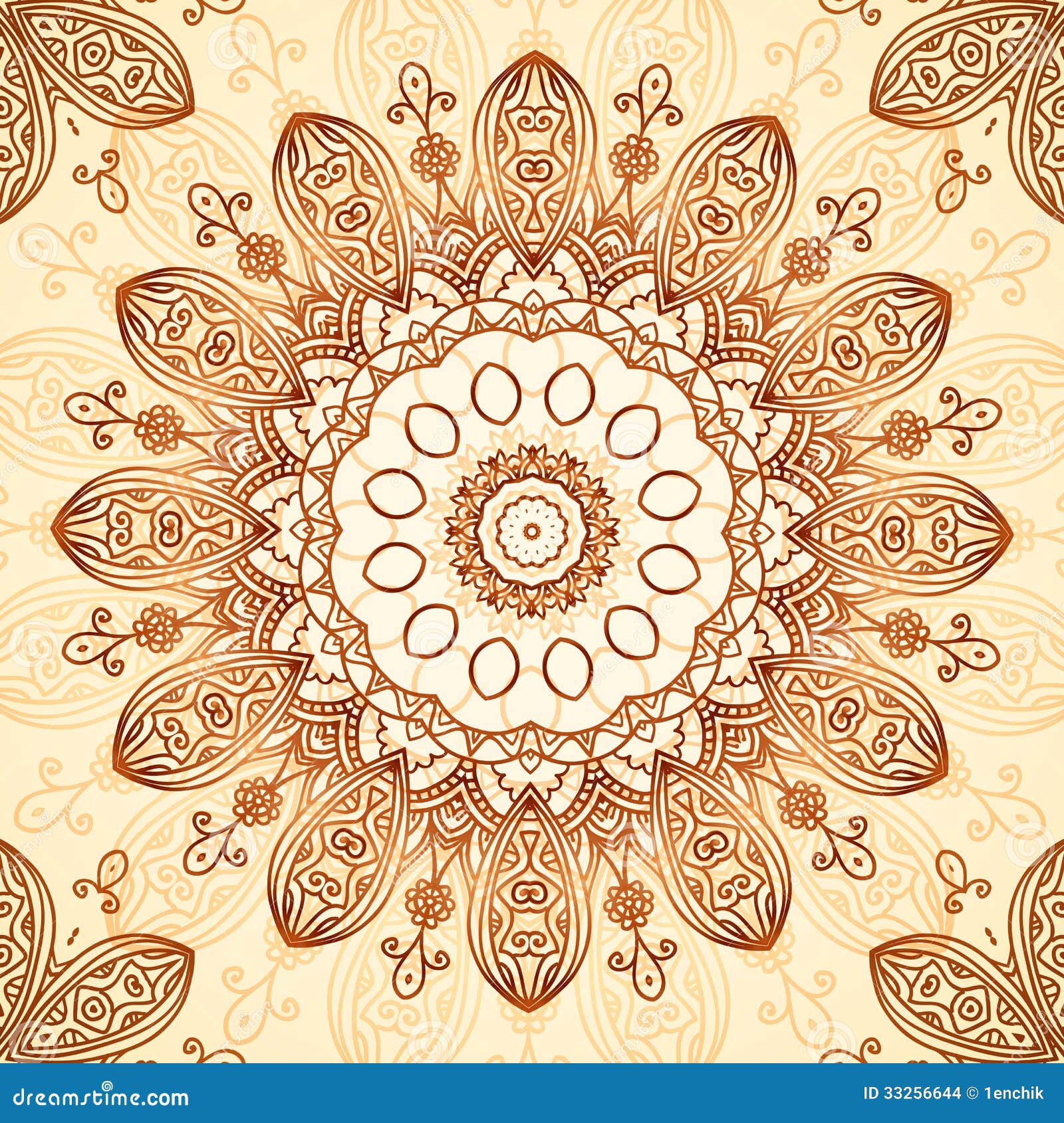 Ornate Vintage Circle Pattern in Mehndi Style Stock Vector ...
