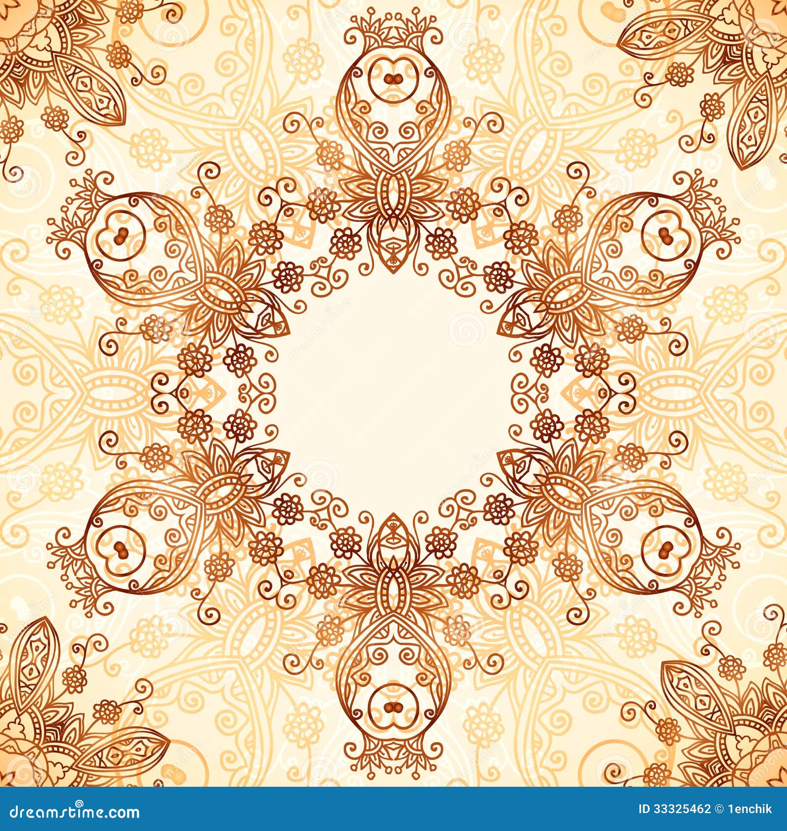 Ornate Vintage Circle Pattern in Mehndi Style Stock Vector ...