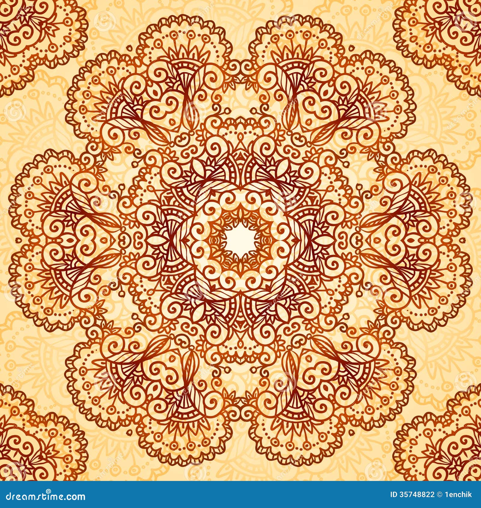 Ornate Vintage Circle Pattern in Mehndi Style Stock Vector ...