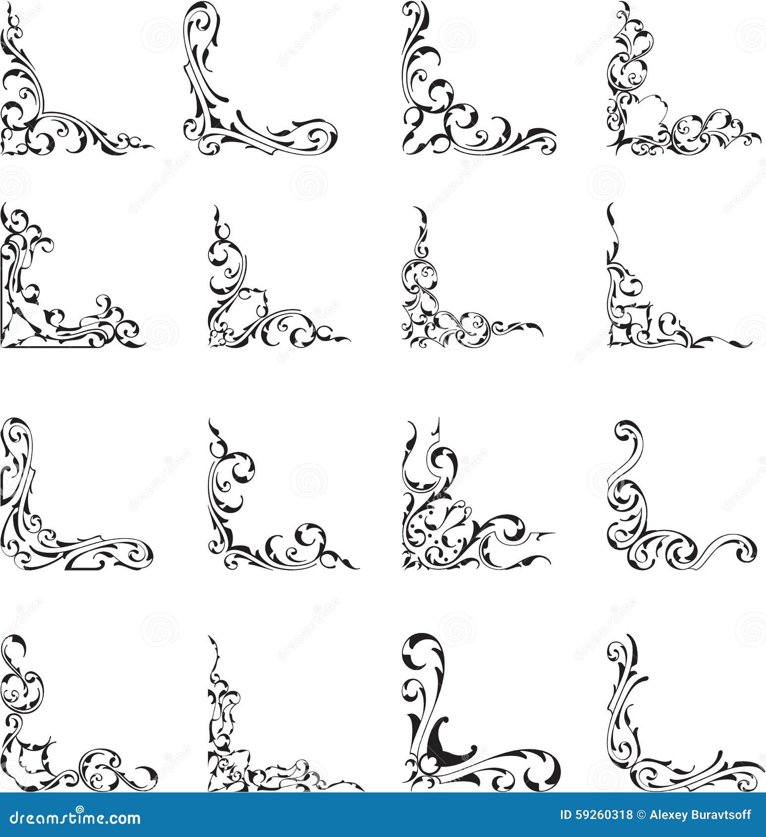 Ornate vintage corner set stock vector. Illustration of gorgeous - 59260318