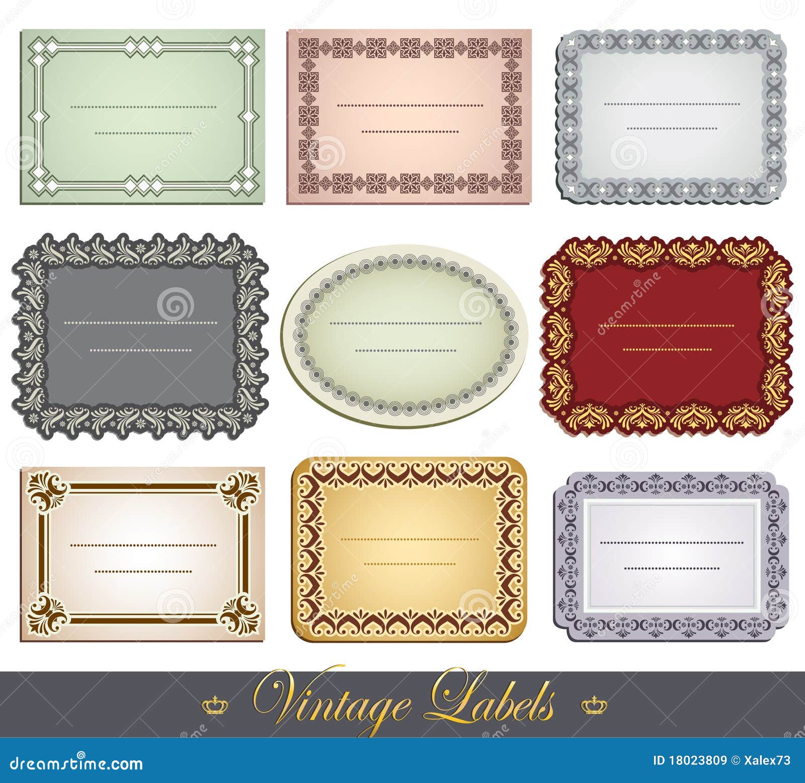 Ornate Vintage Labels stock vector. Illustration of design - 18023809