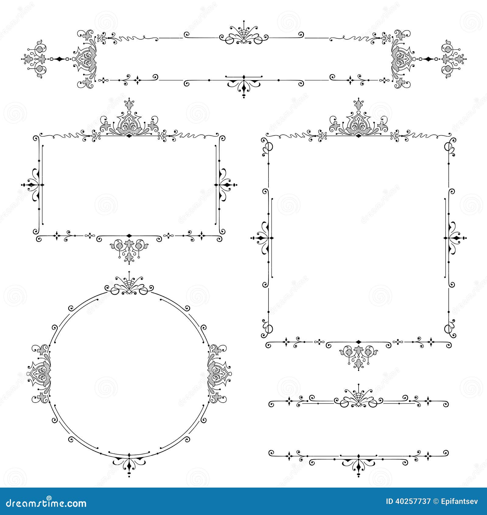 Ornate Vintage Swirl Frames Stock Vector - Illustration of revival ...