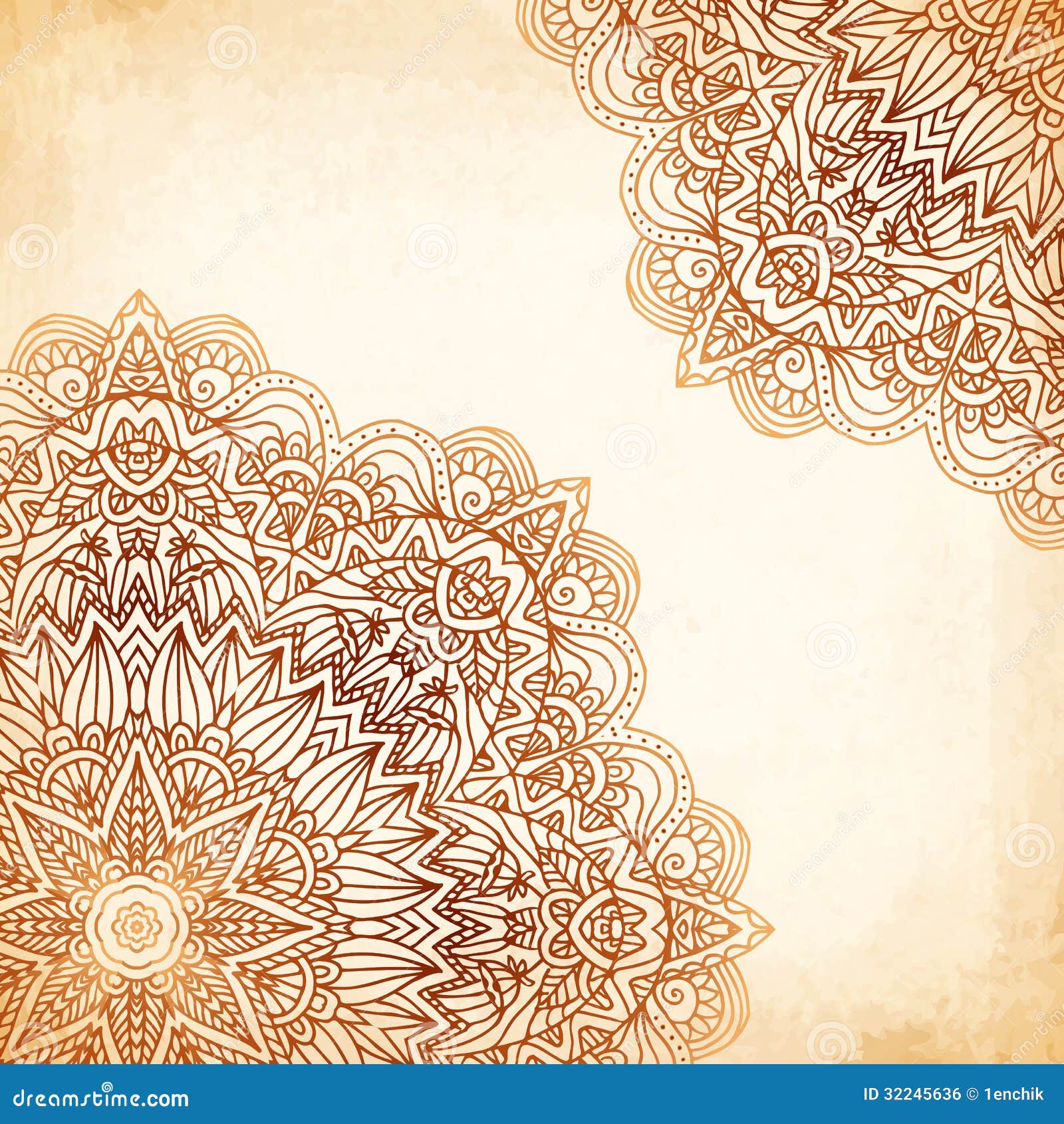 Ornate Vintage Vector Background in Mehndi Style Stock Vector ...