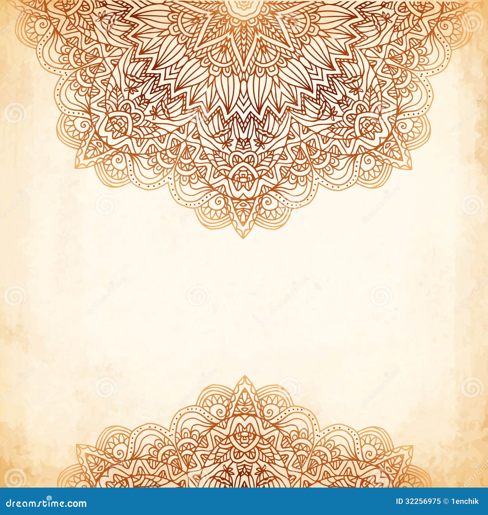Ornate Vintage Vector Background in Mehndi Style Stock Illustration ...